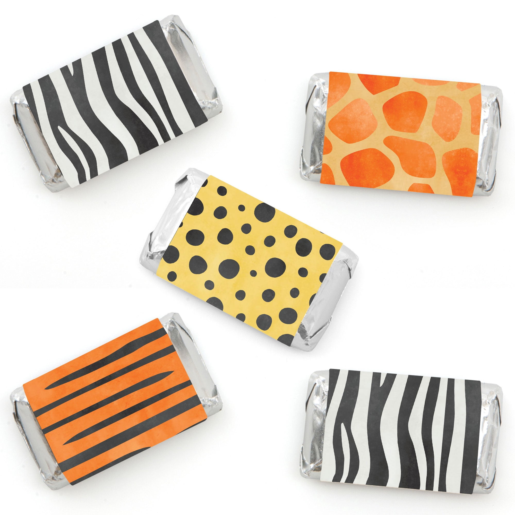 Big Dot of Happiness Safari Animal Prints Party Mini Candy Bar Wrapper ...