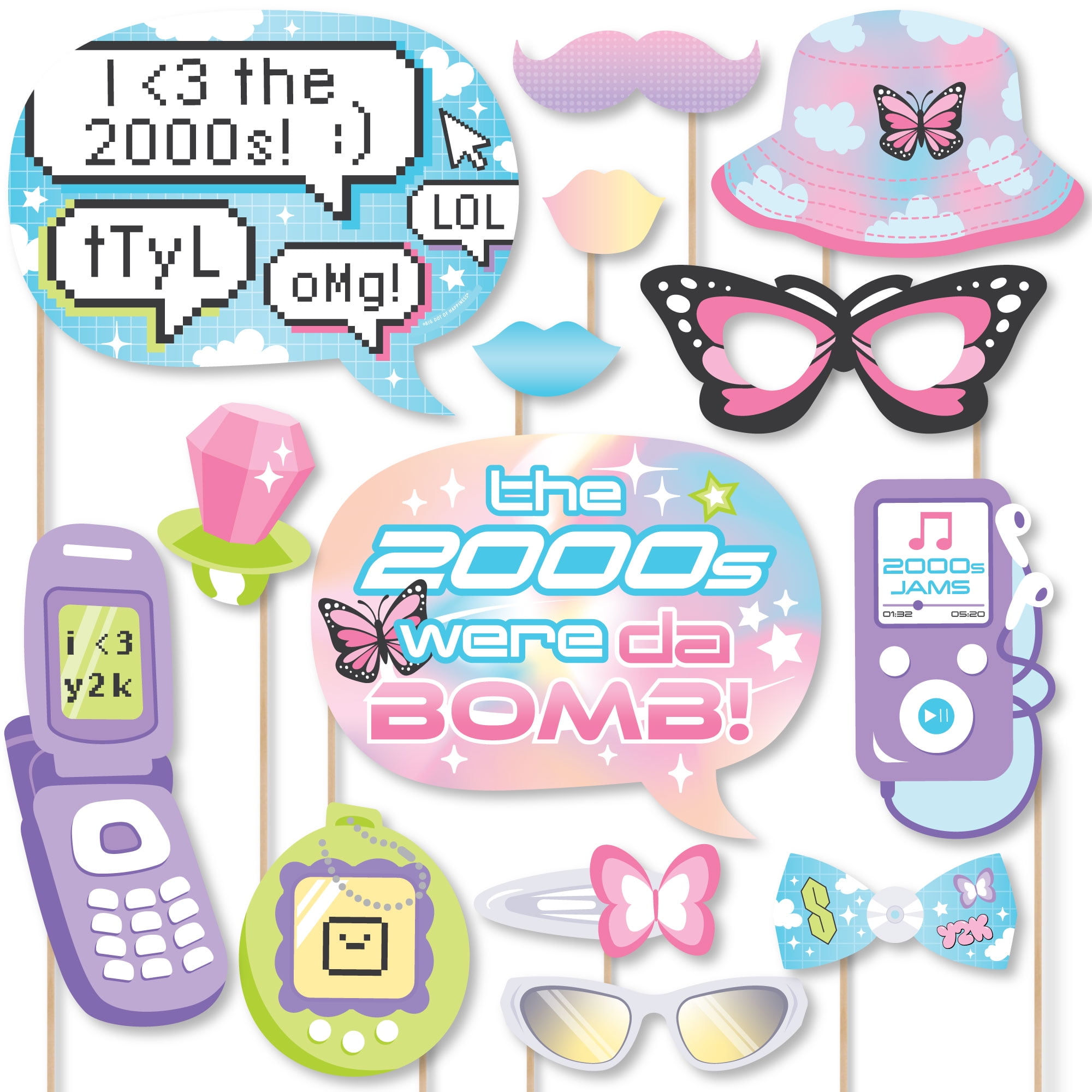 Big Dot of Happiness 00s Y2K - 2000s Party Photo Booth Props Kit - 20 ...