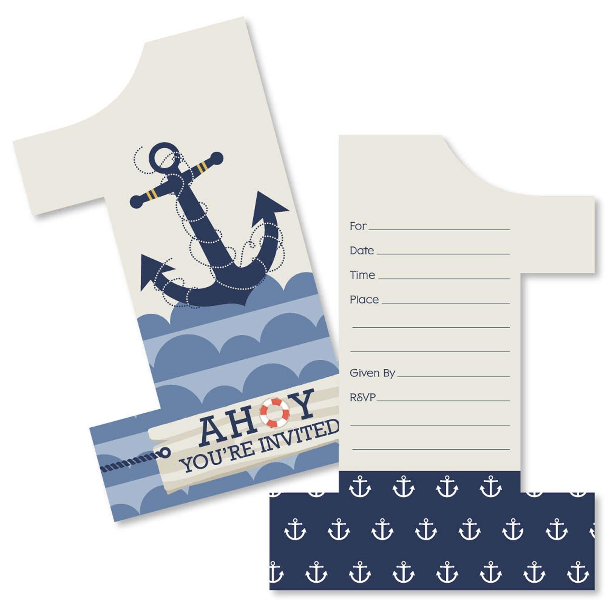 Big Dot of Happiness 1st Birthday Ahoy - Nautical - Shaped Fill-in ...