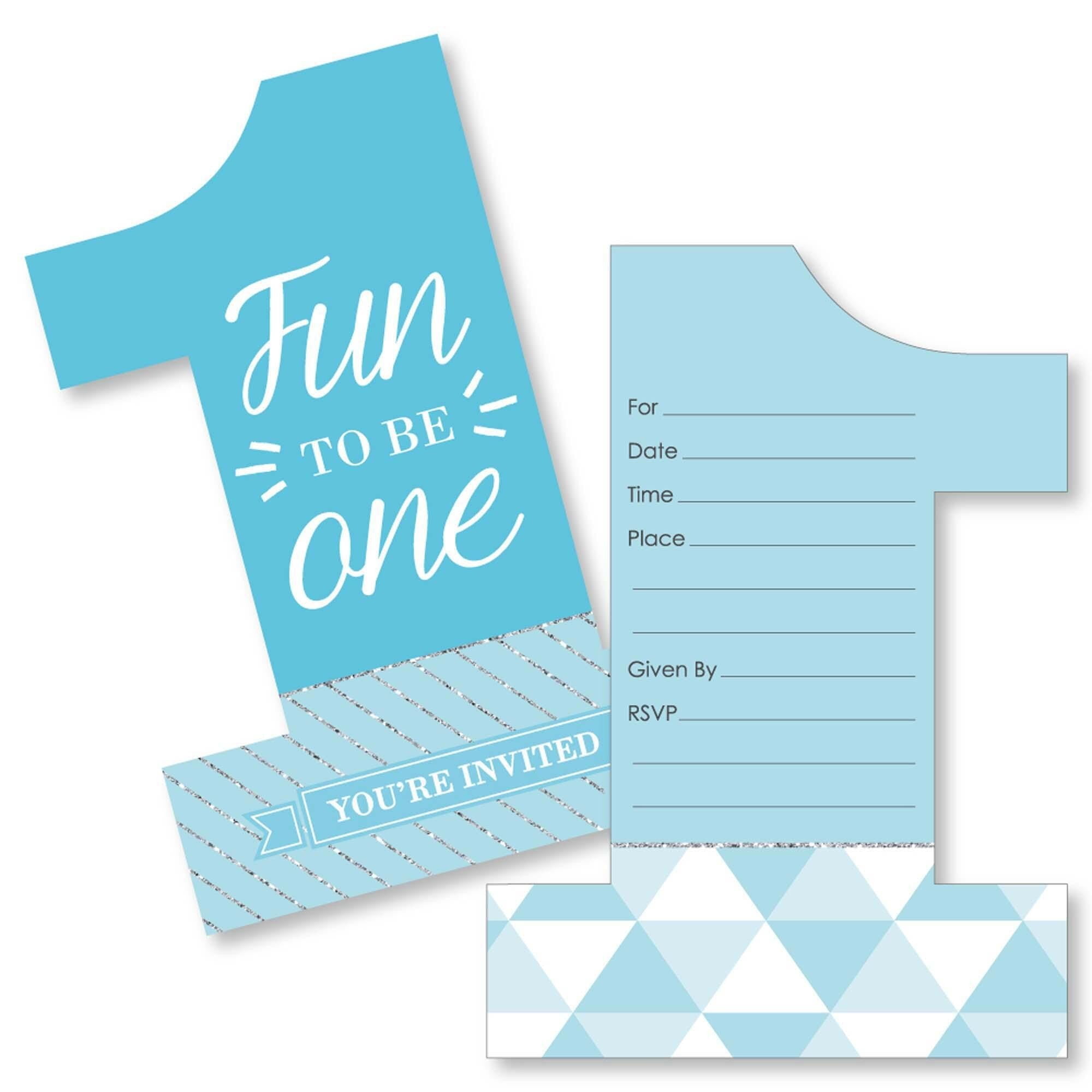 Big Dot of Happiness 1st Birthday Boy - Fun to Be One - Shaped Fill-in ...