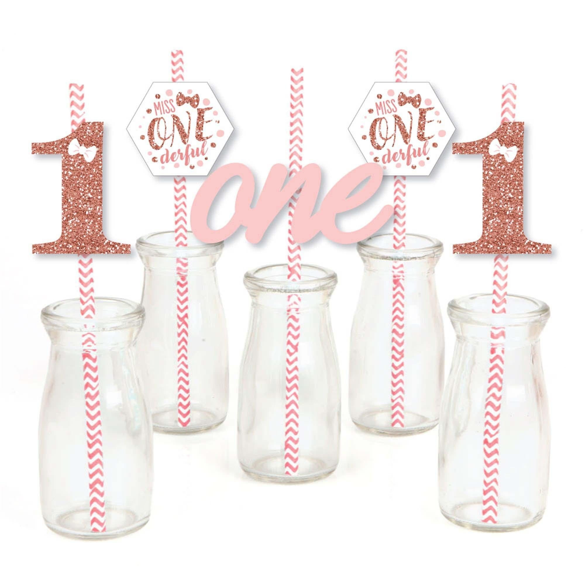 Big Dot of Happiness 1st Birthday Little Miss Onederful - Paper Straw ...