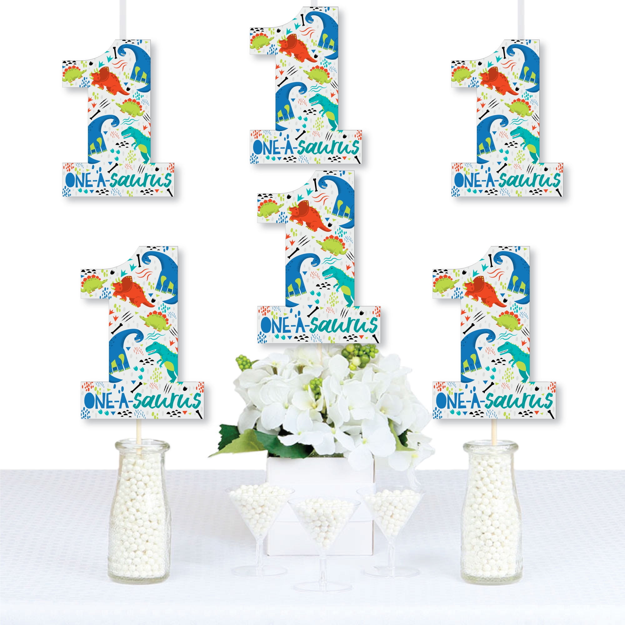 Big Dot of Happiness 1st Birthday Roar Dinosaur - One Shaped ...