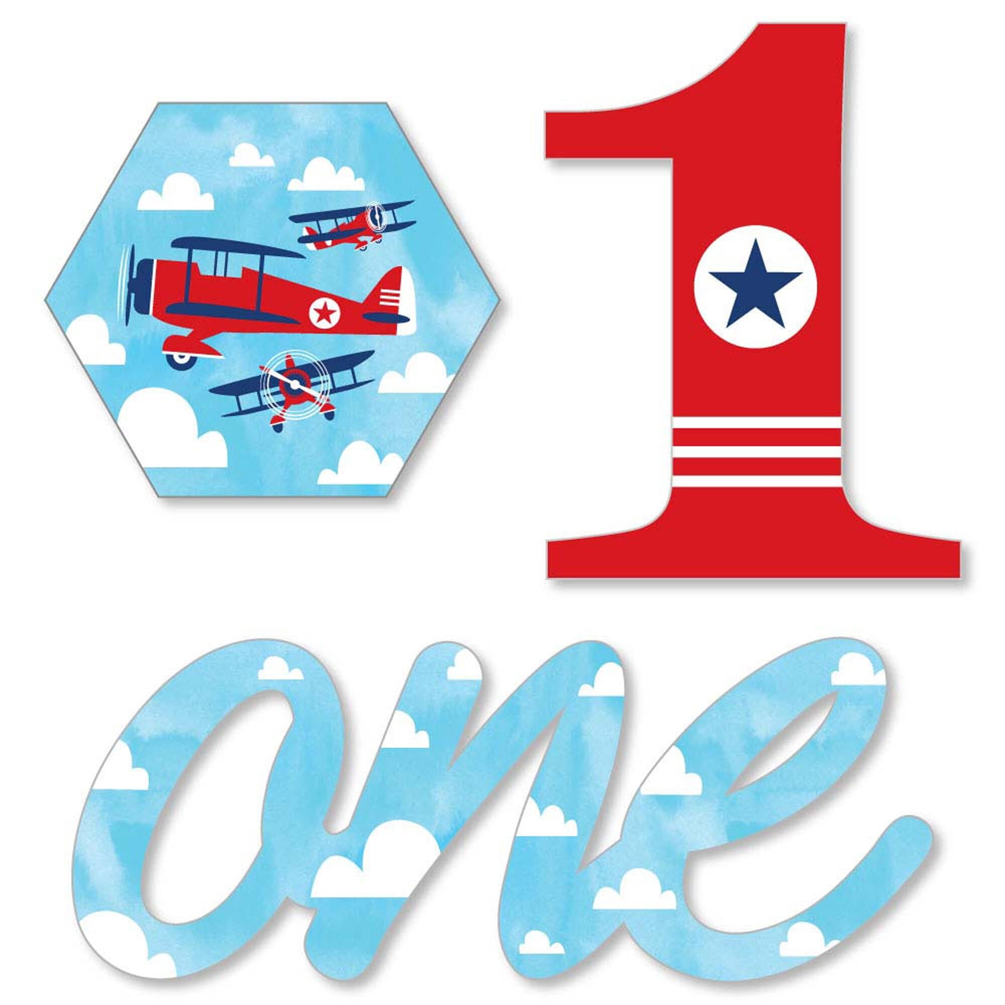 Big Dot of Happiness 1st Birthday Taking Flight - Airplane - DIY Shaped ...
