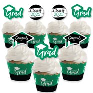 Green Graduation Cake Topper & Green Graduation Cupcake Toppers Kit ...