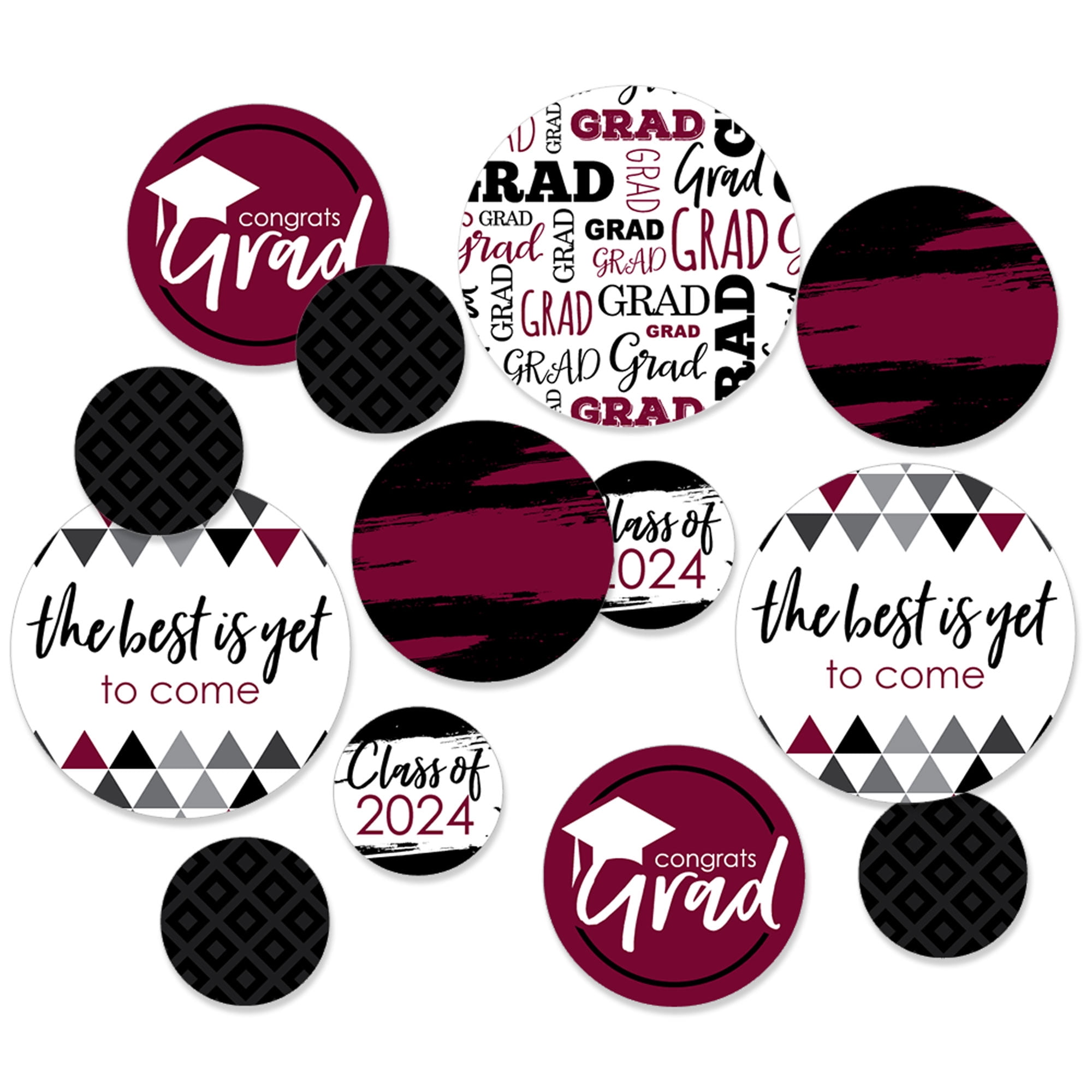 Big Dot of Happiness 2024 Maroon Graduation Party Giant Circle Confetti ...