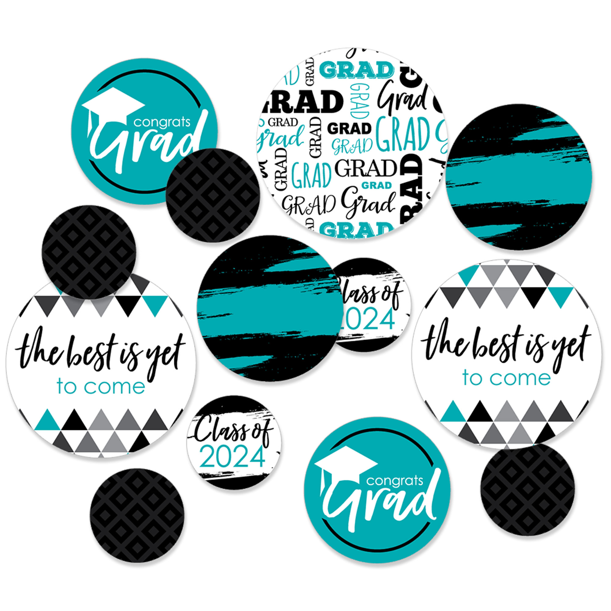Big Dot of Happiness 2024 Teal Graduation Party Giant Circle Confetti ...