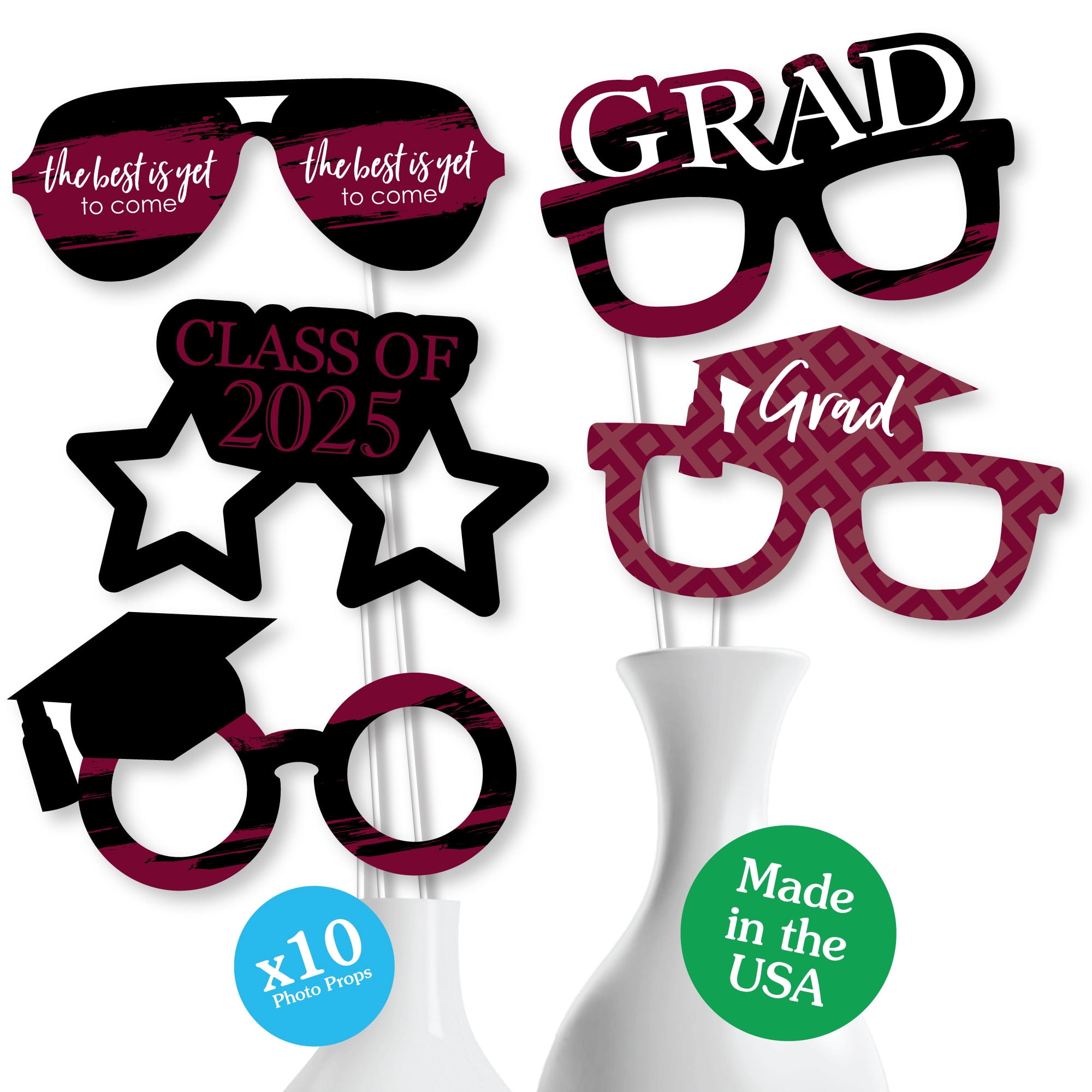 Big Dot of Happiness 2025 Maroon Graduation Glasses - Paper Card Stock ...