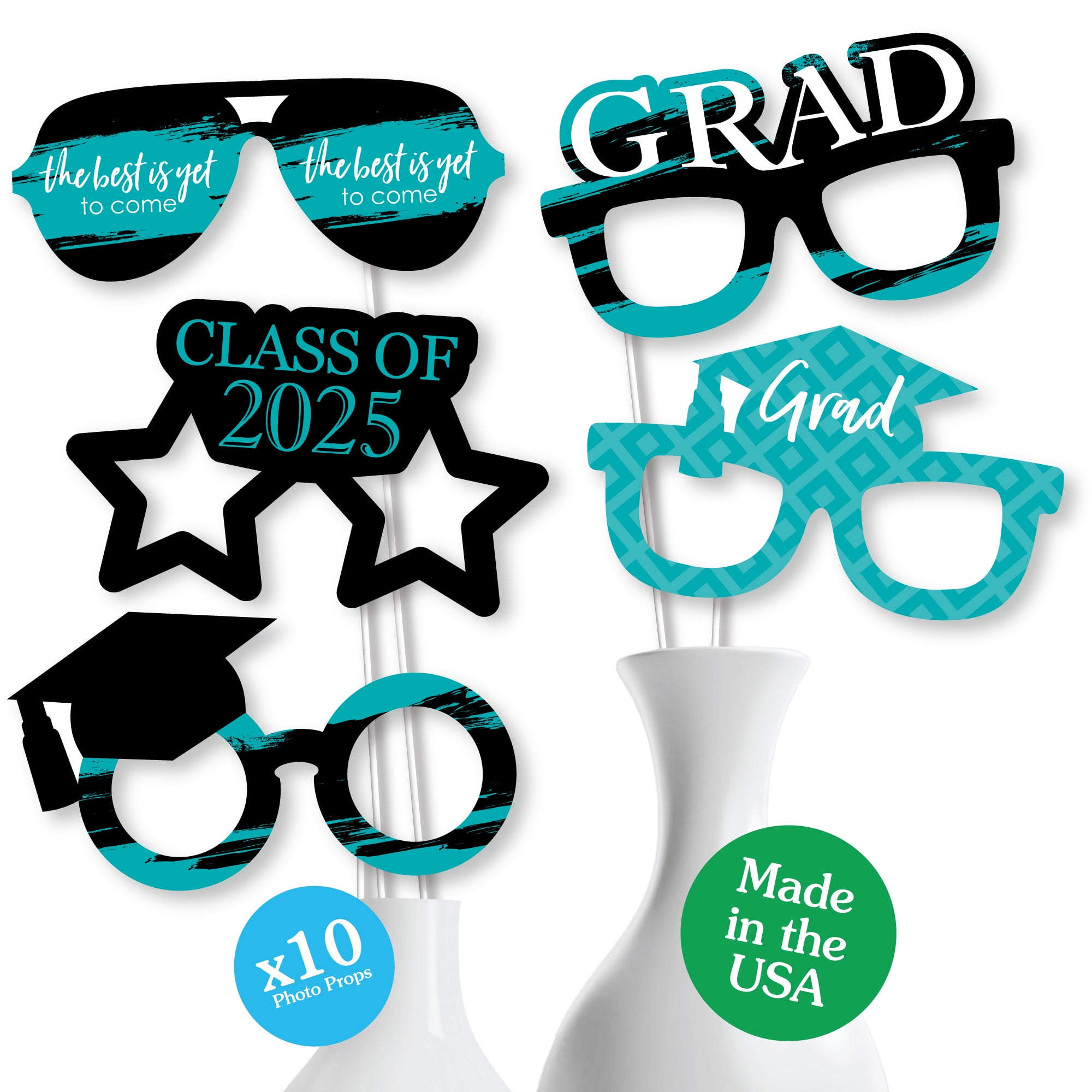 Big Dot of Happiness 2025 Teal Graduation Glasses - Paper Card Stock ...