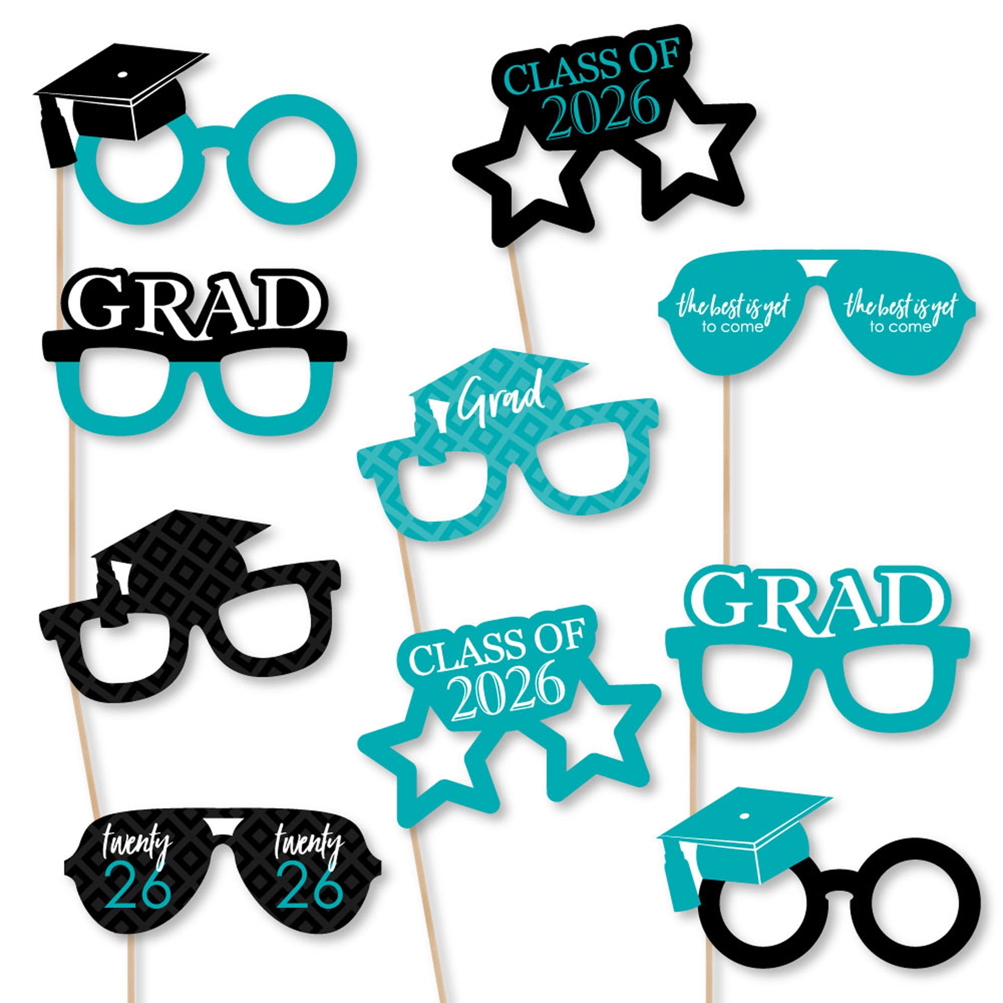 Big Dot of Happiness 2026 Teal Graduation Glasses - Paper Card Stock ...