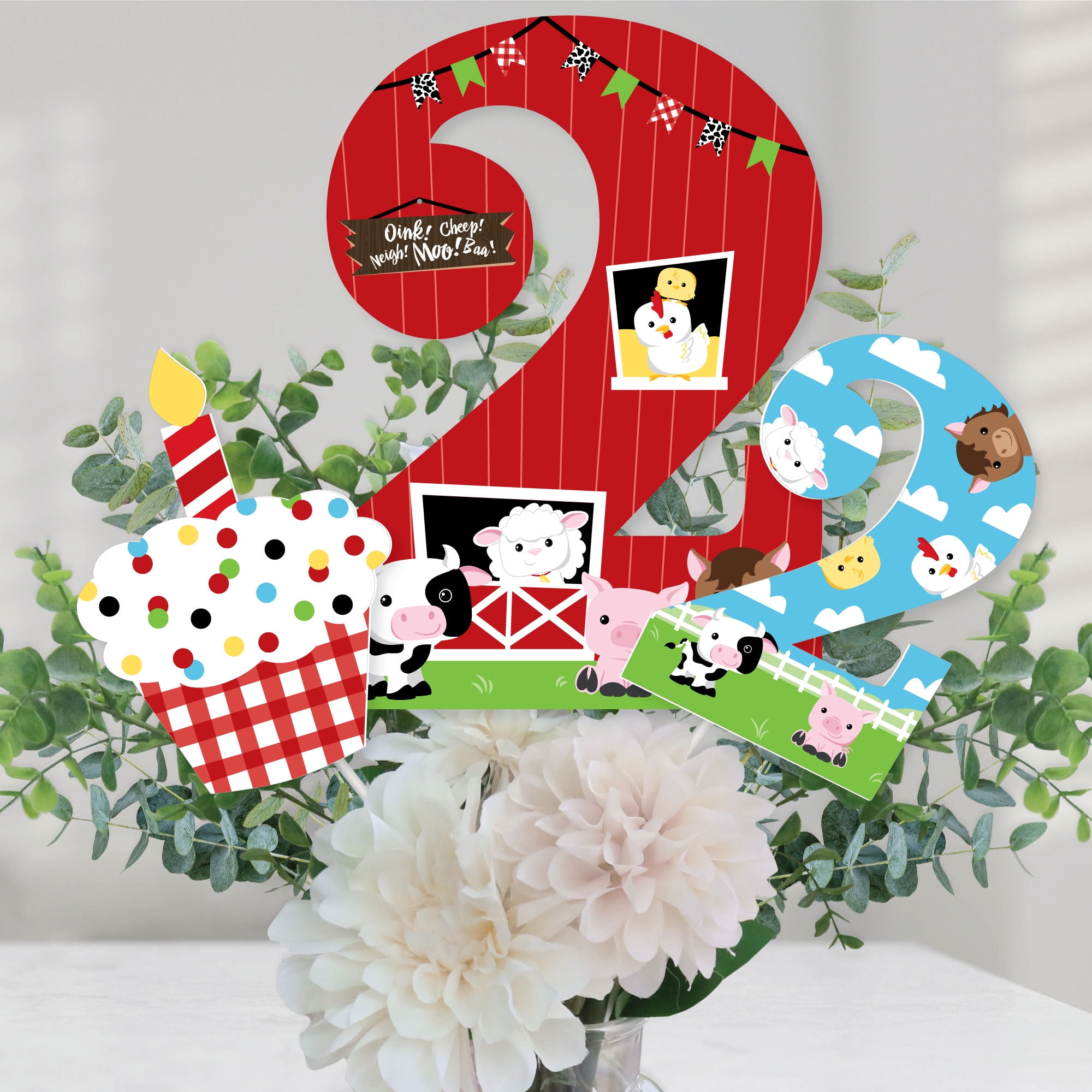 Big Dot of Happiness 2nd Birthday Farm Animals - Barnyard Second ...