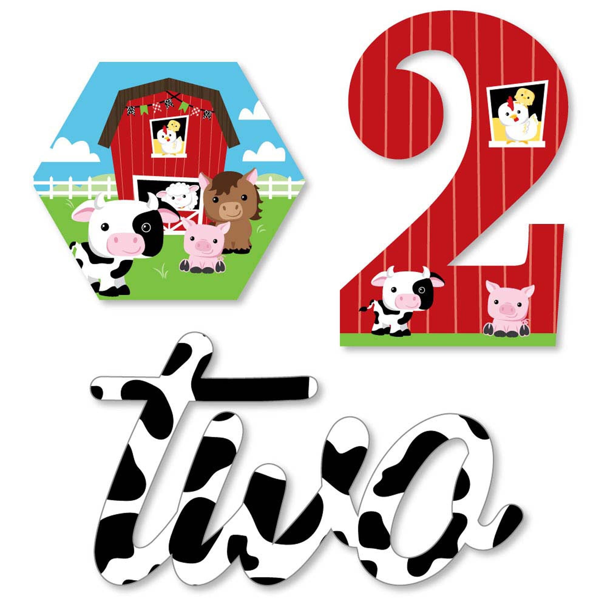 Big Dot of Happiness 2nd Birthday Farm Animals - DIY Shaped Barnyard ...