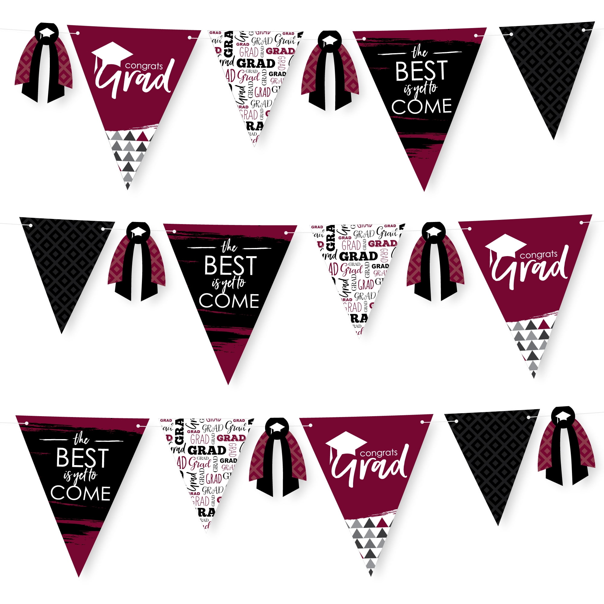 Big Dot of Happiness 30 Piece Maroon Graduation Party Pennant Triangle ...