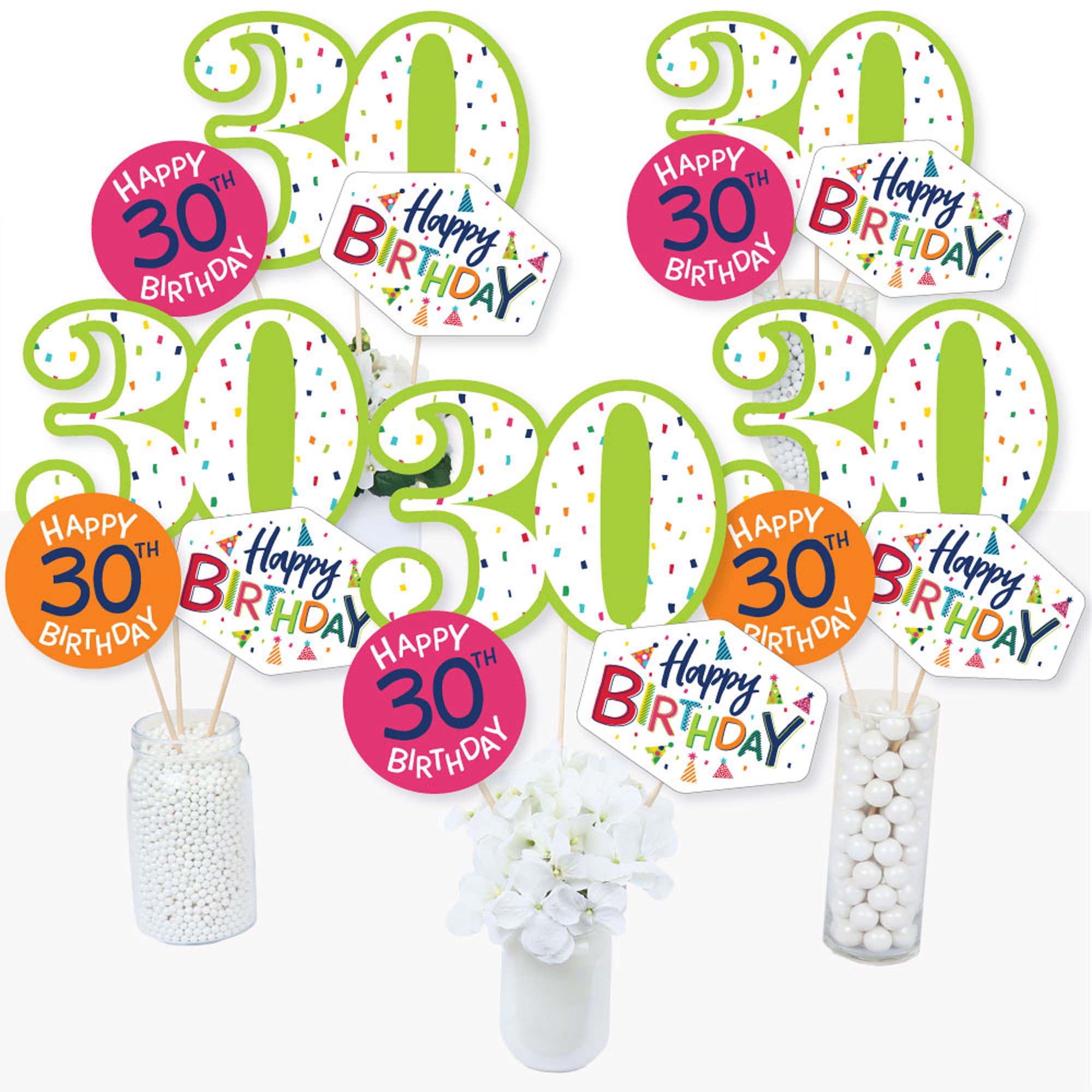 Big Dot of Happiness 30th Birthday - Cheerful Happy Birthday - Colorful ...