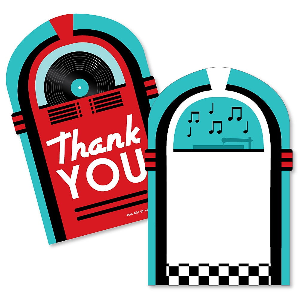 Big Dot of Happiness 50's Sock Hop - Shaped Thank You Cards - 1950s ...
