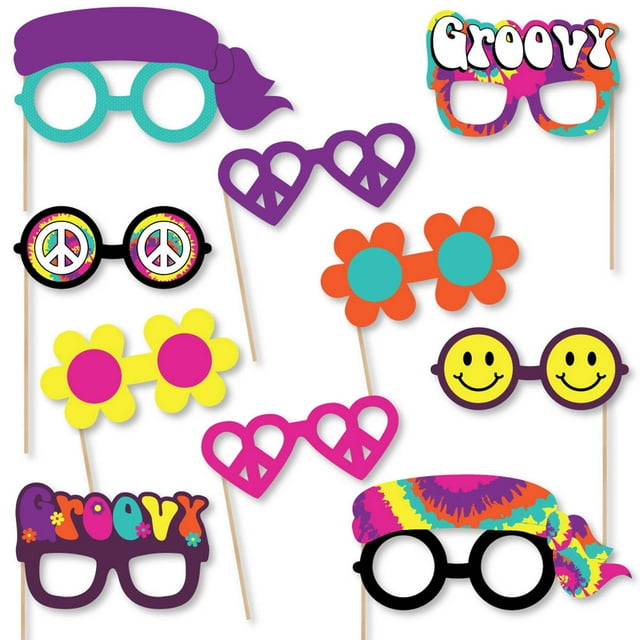 Big Dot of Happiness 60's Hippie Glasses - 10 Count Groovy Party Photo ...