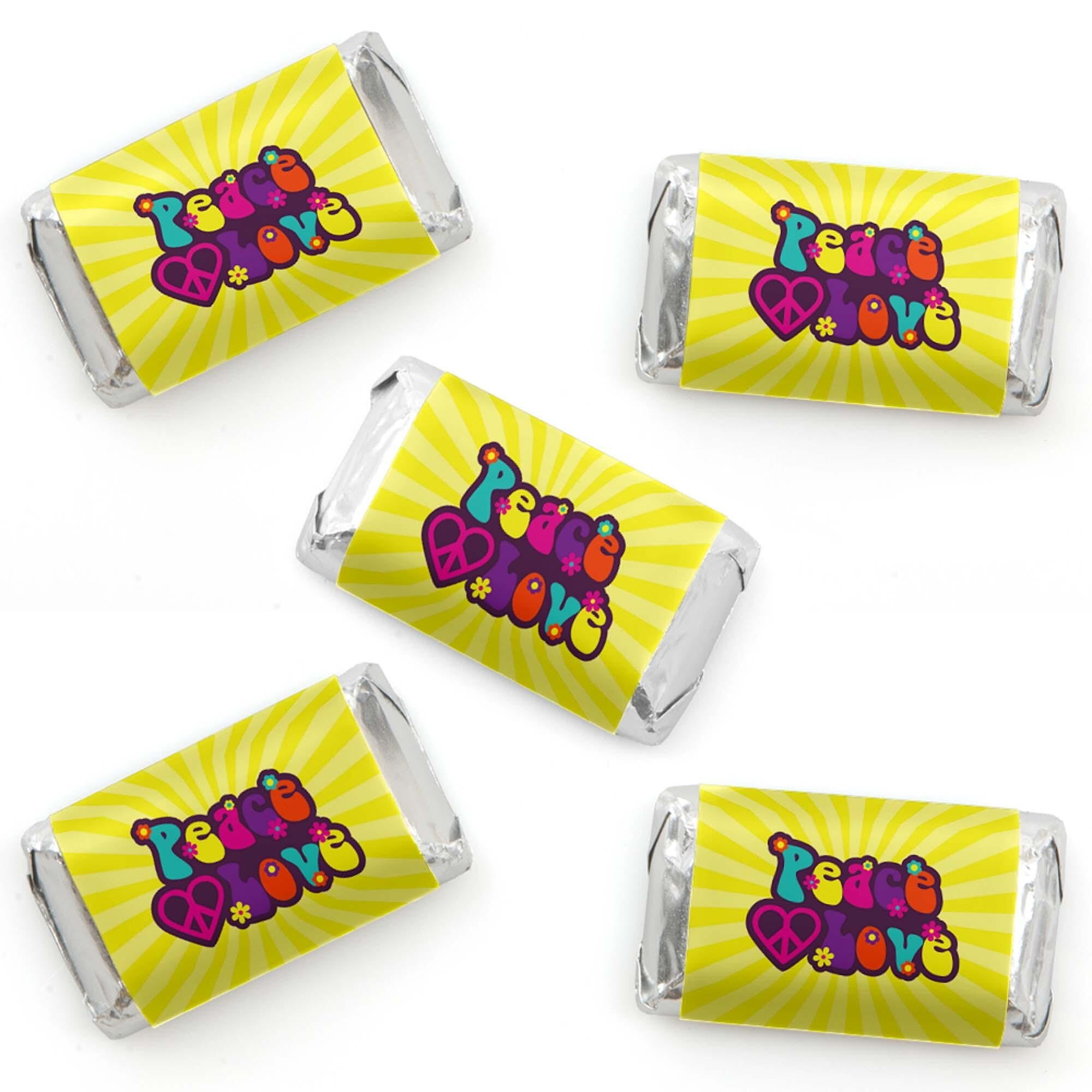 Big Dot of Happiness 60's Hippie - Mini Candy Bar Wrapper Stickers ...