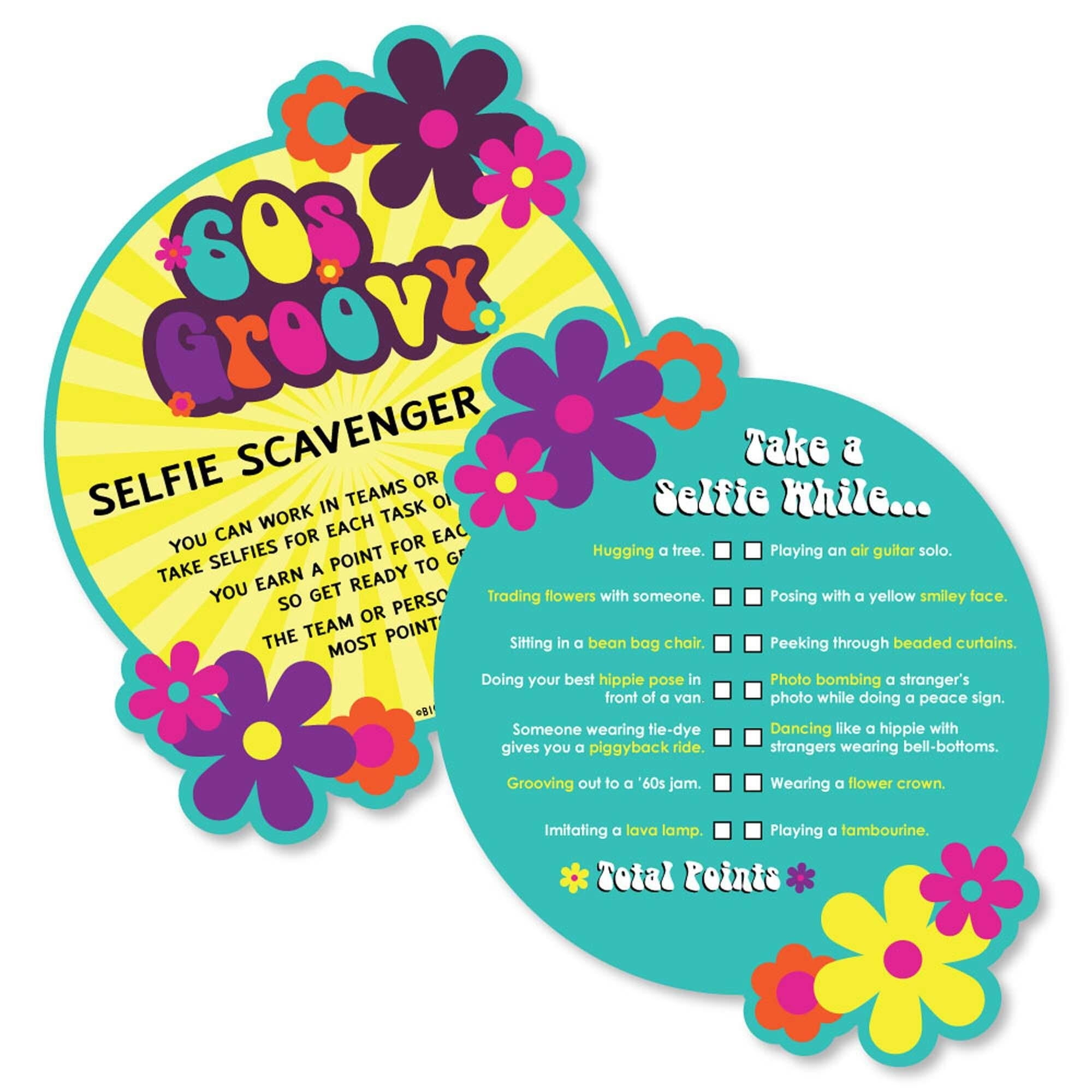 Big Dot of Happiness 60's Hippie - Selfie Scavenger Hunt - 1960s Groovy ...