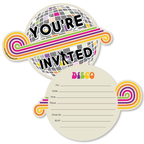 Big Dot of Happiness 70's Disco - Shaped Fill-in Invitations - 1970s ...