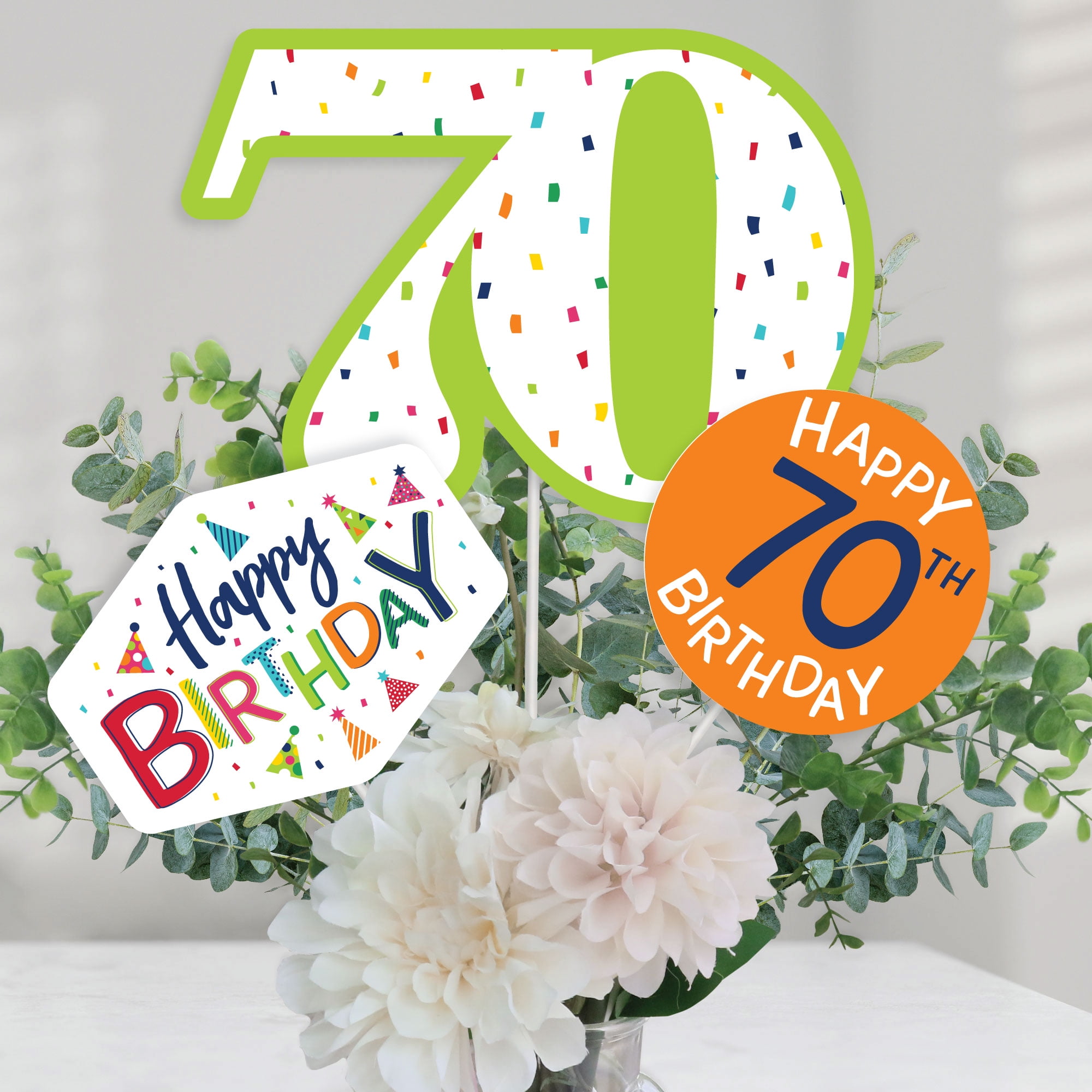 Big Dot of Happiness 70th Birthday - Cheerful Happy Birthday - Colorful ...