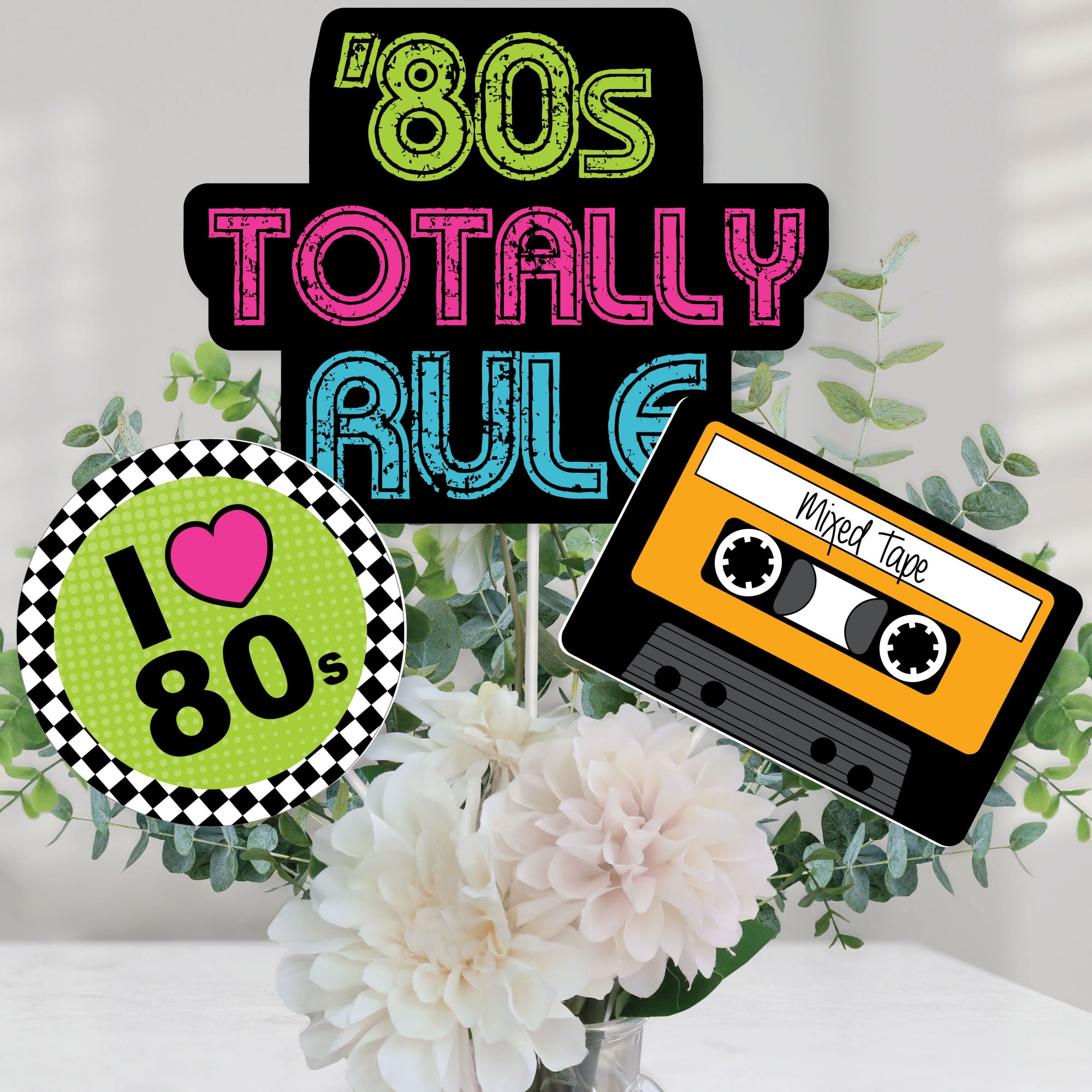 Big Dot of Happiness 80's Retro Party Decorations Kit - Centerpiece ...