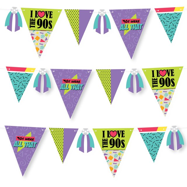 Big Dot of Happiness 90's Throwback - DIY 1990s Party Pennant Garland ...