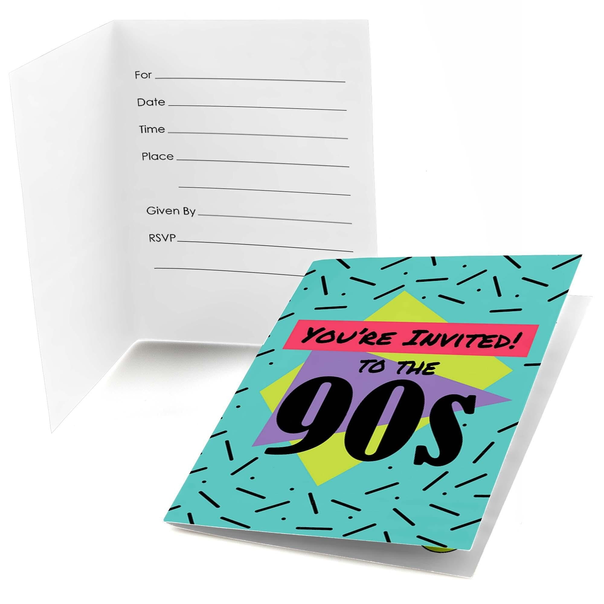 Big Dot of Happiness 90's Throwback - Fill In 1990s Party Invitations ...