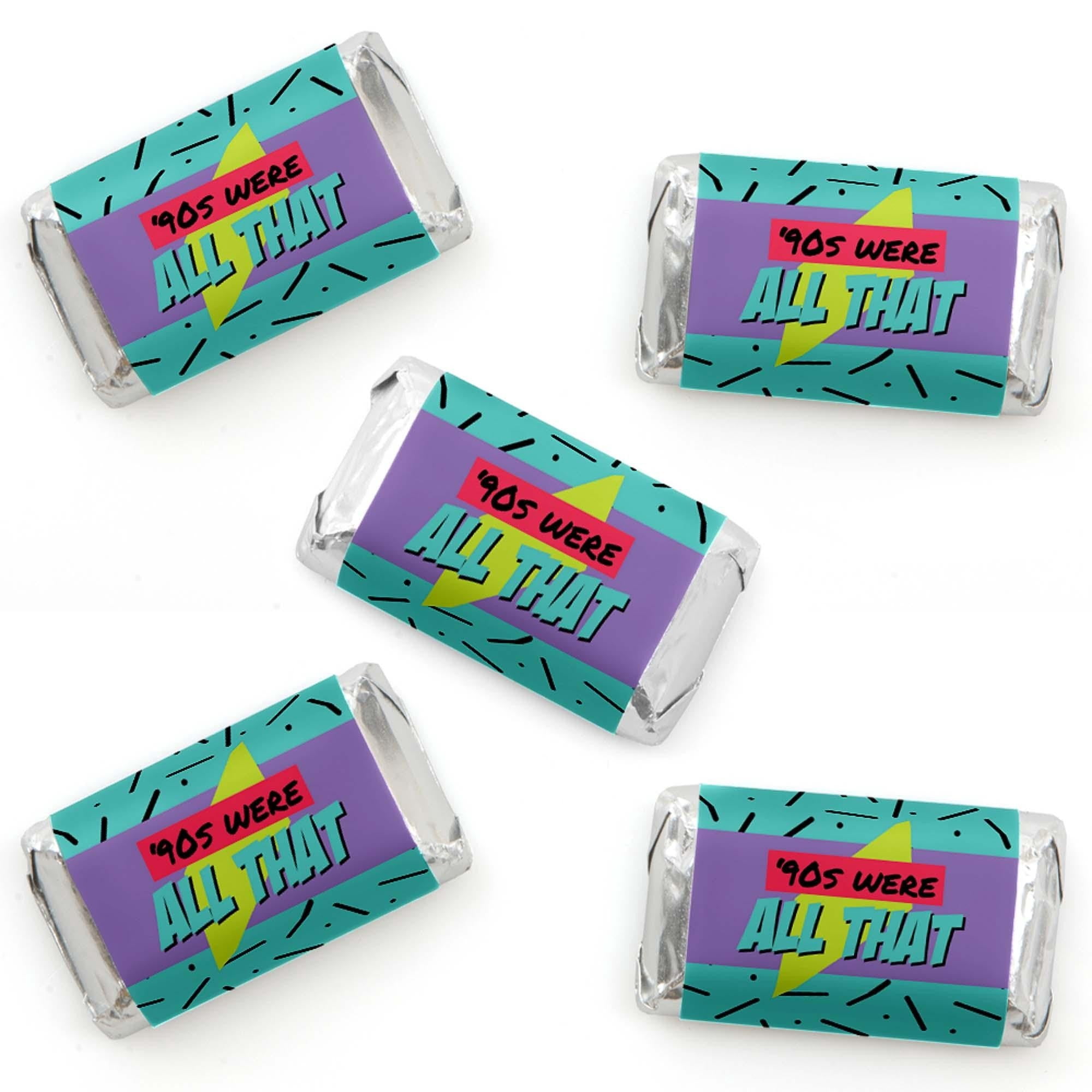 Big Dot of Happiness 90's Throwback - Mini Candy Bar Wrapper Stickers ...