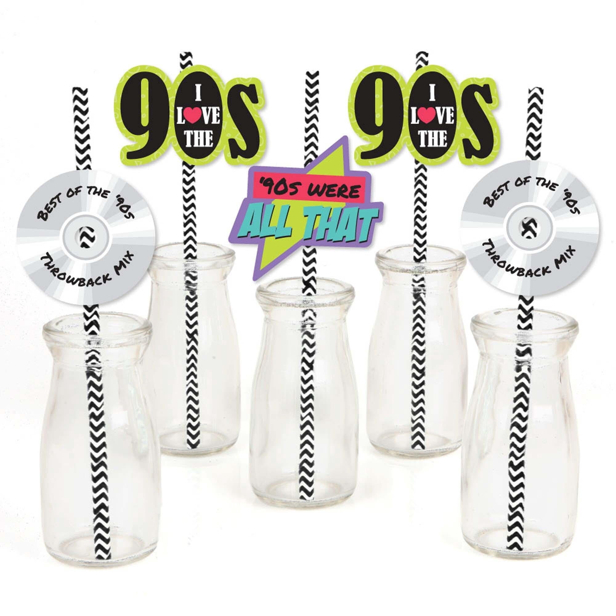 Big Dot of Happiness 90's Throwback - Paper Straw Decor - 1990s Party ...