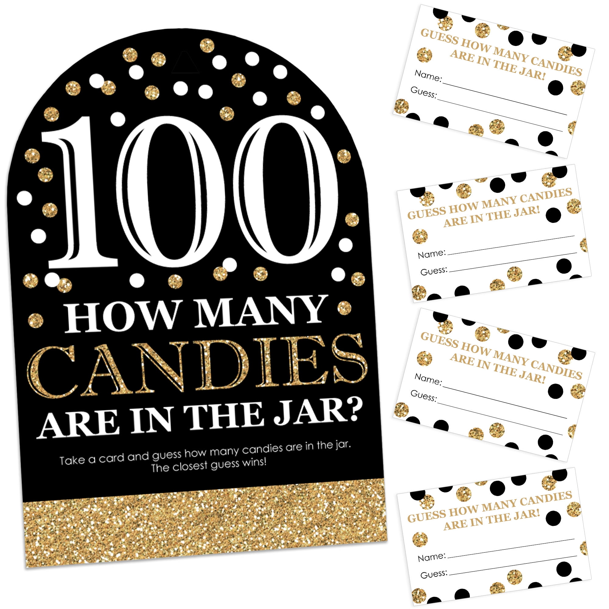 Big Dot Of Happiness Adult 100th Birthday Gold How Many Candies