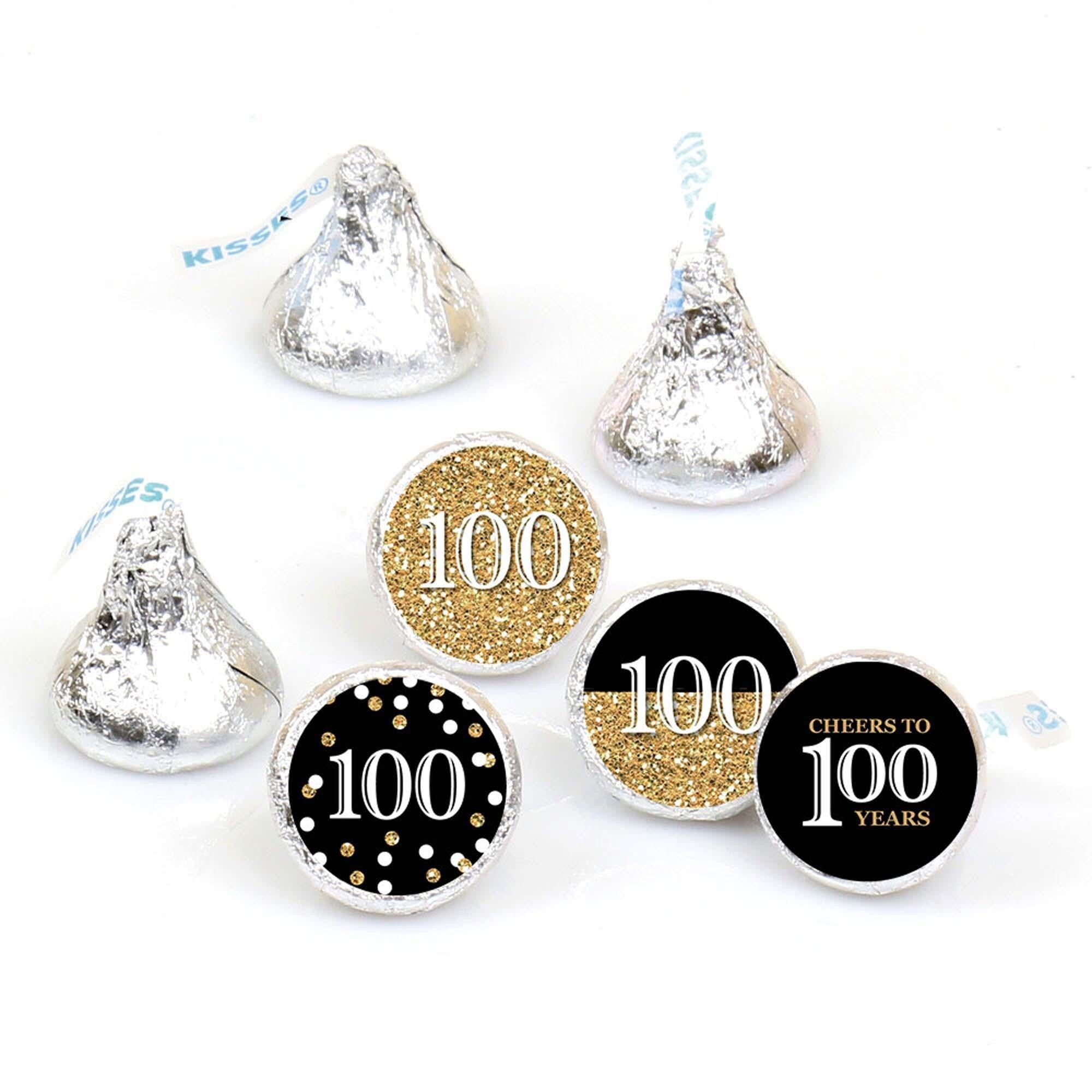 Big Dot of Happiness Adult 100th Birthday - Gold - Round Candy Sticker ...
