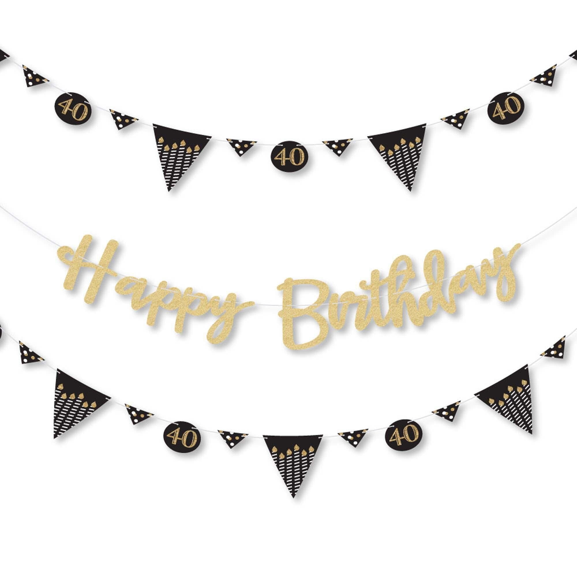 Big Dot of Happiness Adult 40th Birthday - Gold - Birthday Party Letter ...