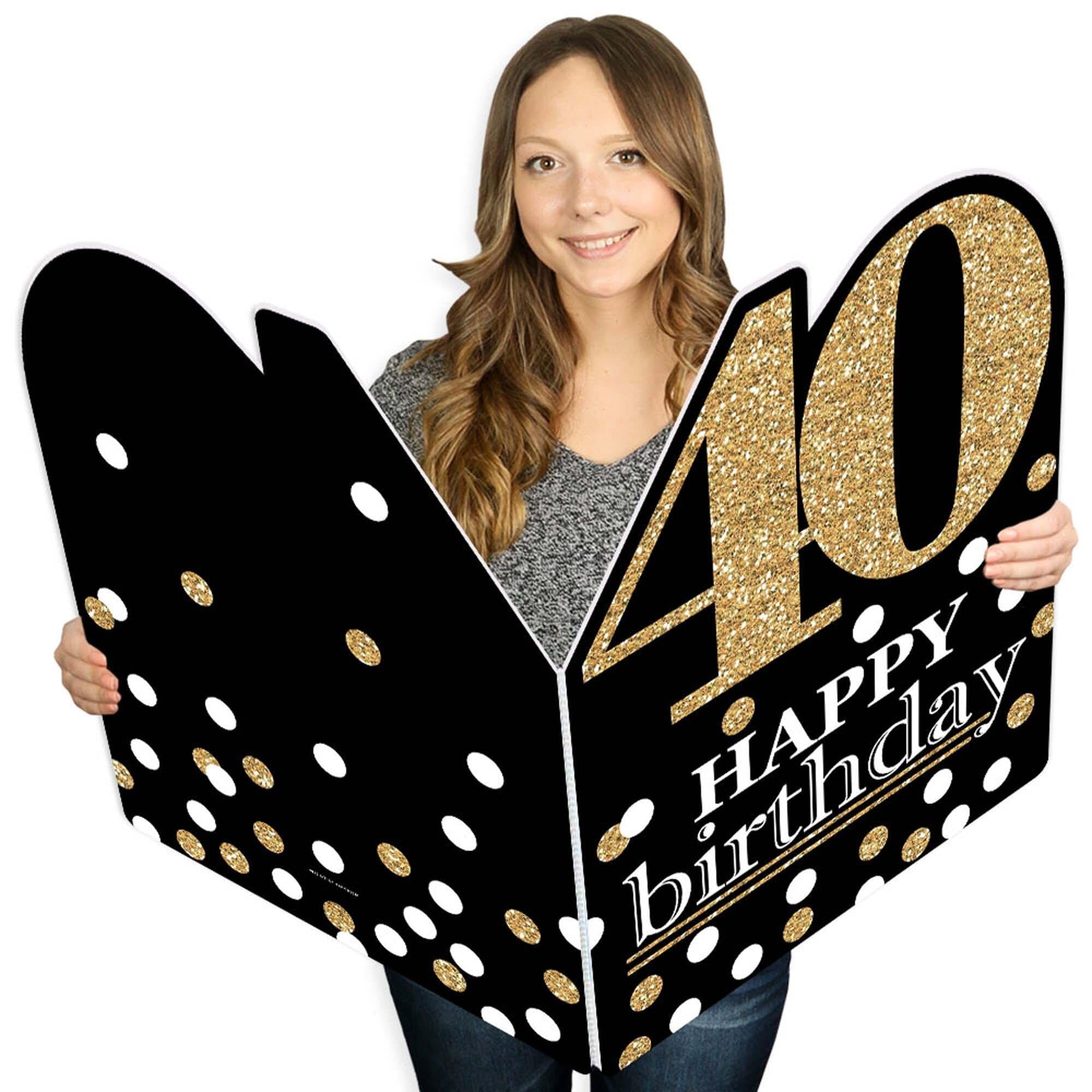 Big Dot of Happiness Adult 40th Birthday - Gold - Happy Birthday Giant ...