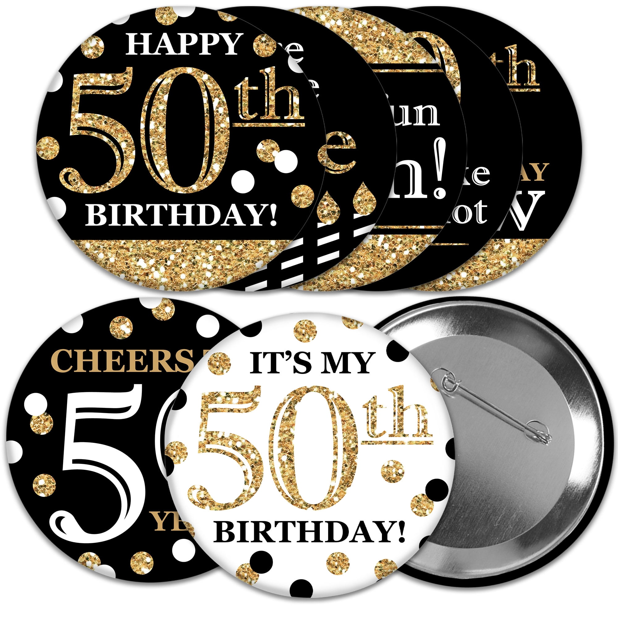 Big Dot of Happiness Adult 50th Birthday - Gold - 3 inch Birthday Party ...