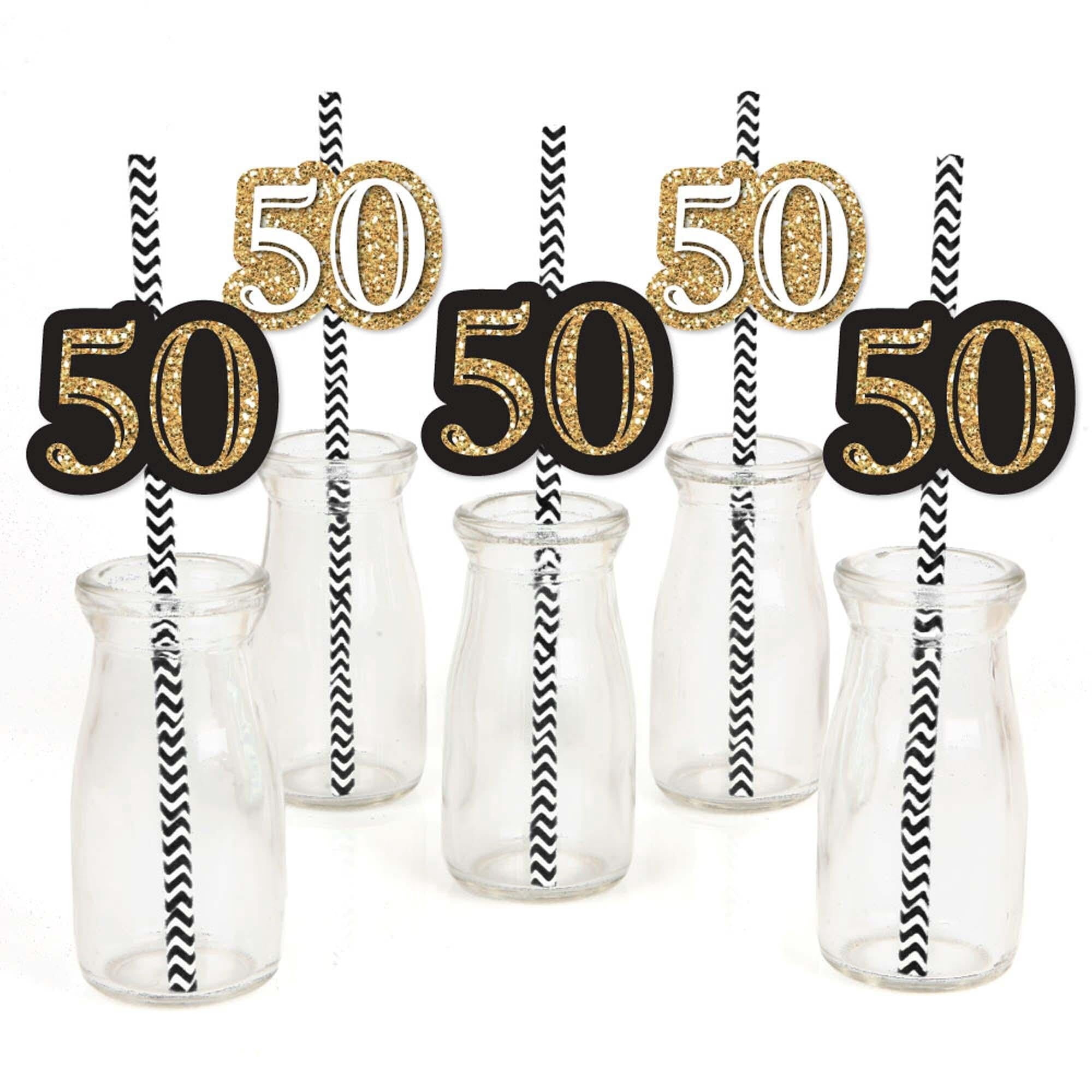 Big Dot of Happiness Adult 50th Birthday - Gold - Paper Straw Decor ...