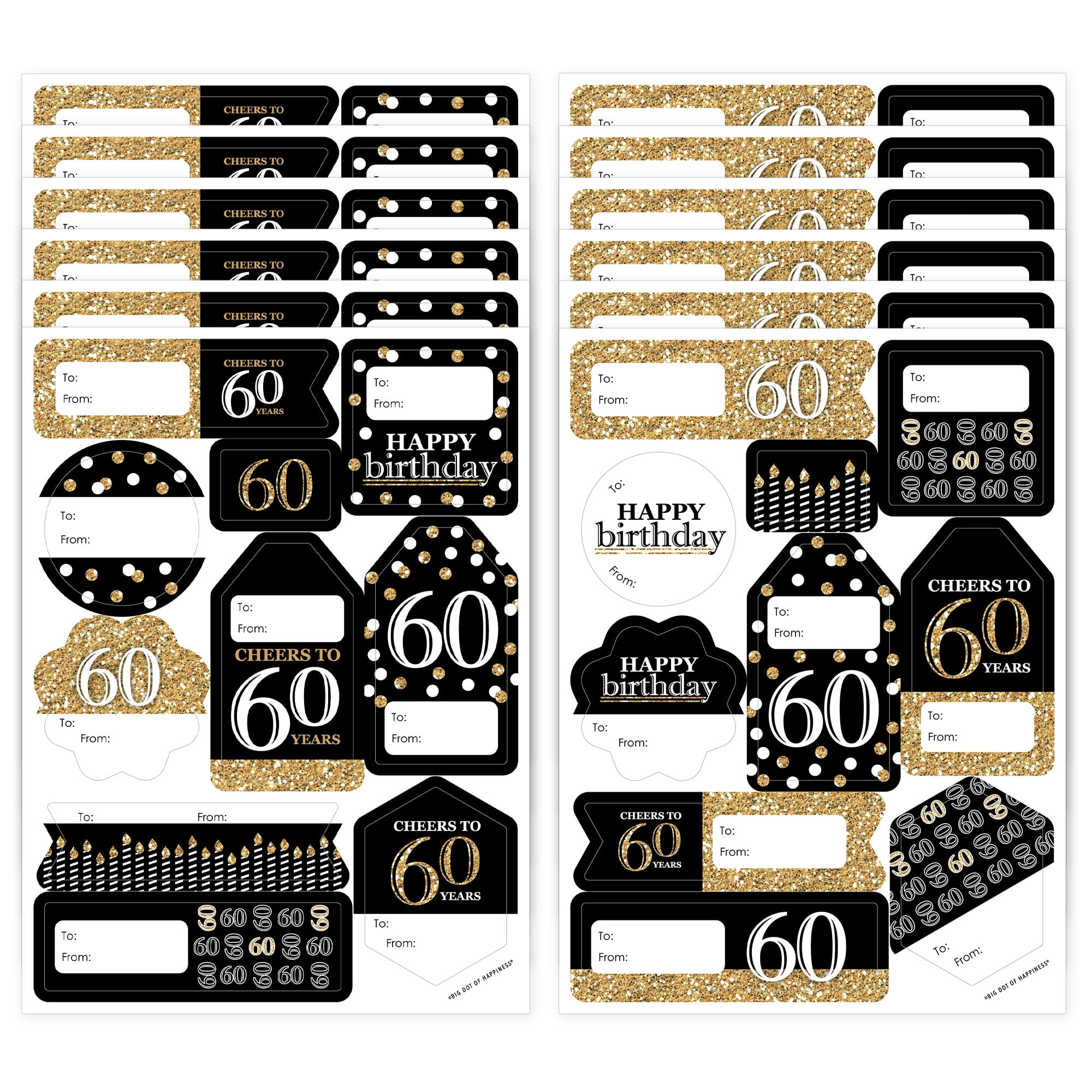 Big Dot of Happiness Adult 60th Birthday - Gold - Assorted Birthday ...