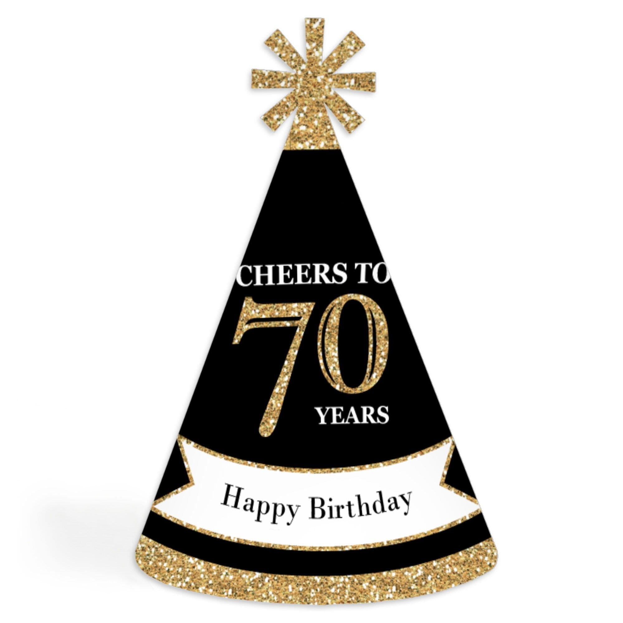 Big Dot of Happiness Adult 70th Birthday - Gold - Cone Birthday Party ...