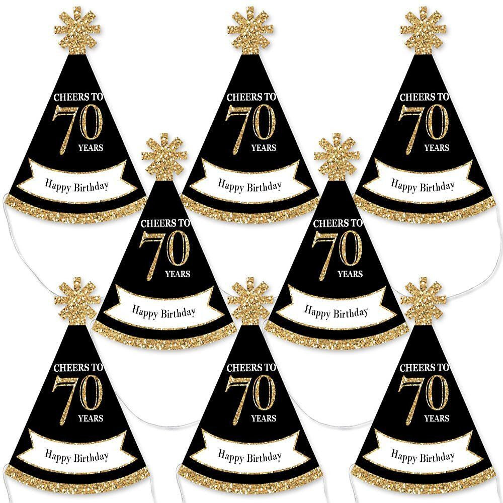 Big Dot of Happiness Adult 70th Birthday - Gold - Mini Cone Birthday ...
