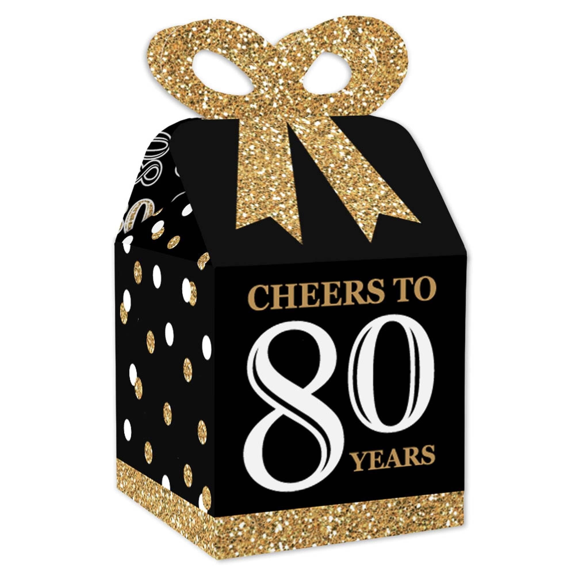 Big Dot of Happiness Adult 80th Birthday Gold Square Favor Gift Boxes ...