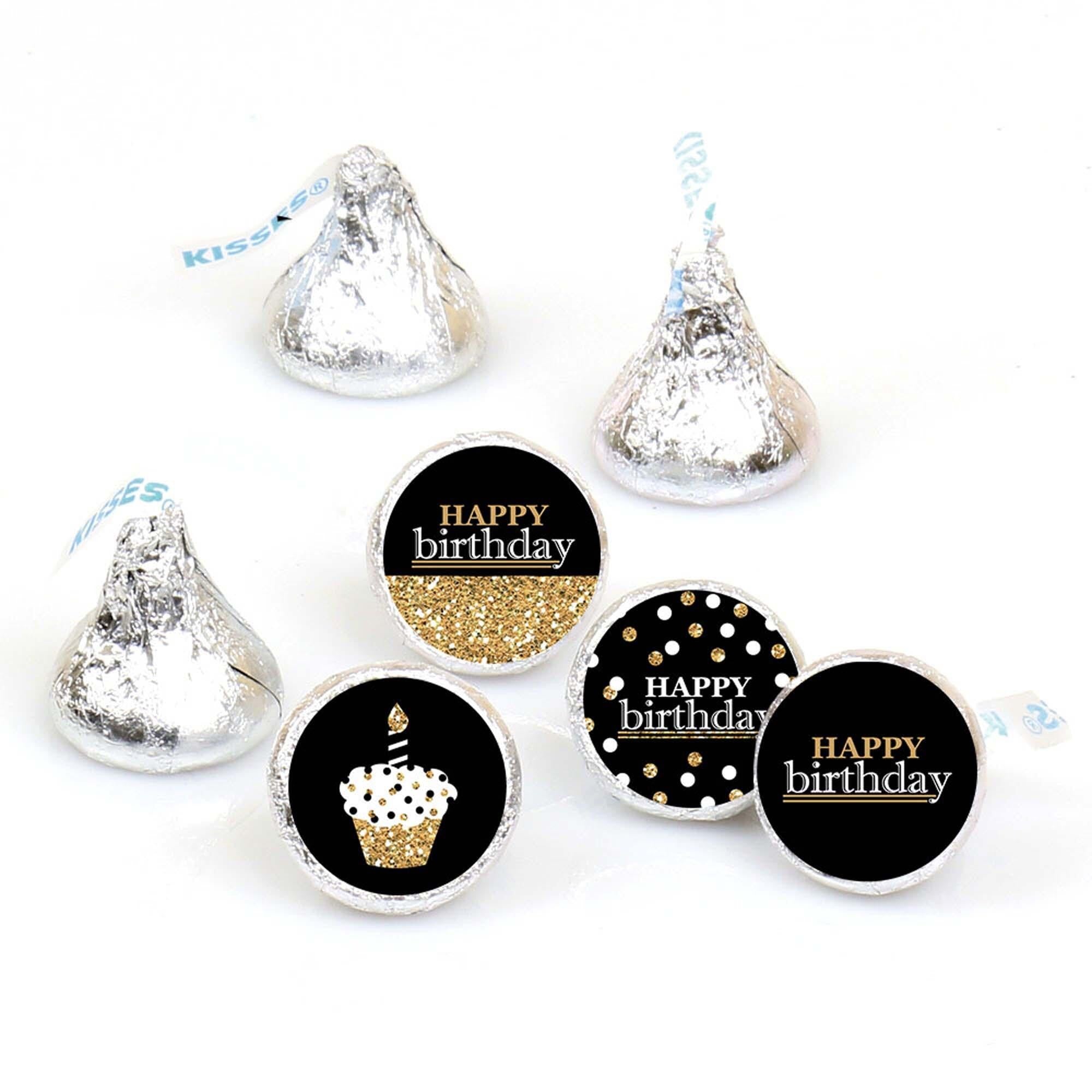 Big Dot of Happiness Adult Happy Birthday - Gold - Round Candy Sticker ...