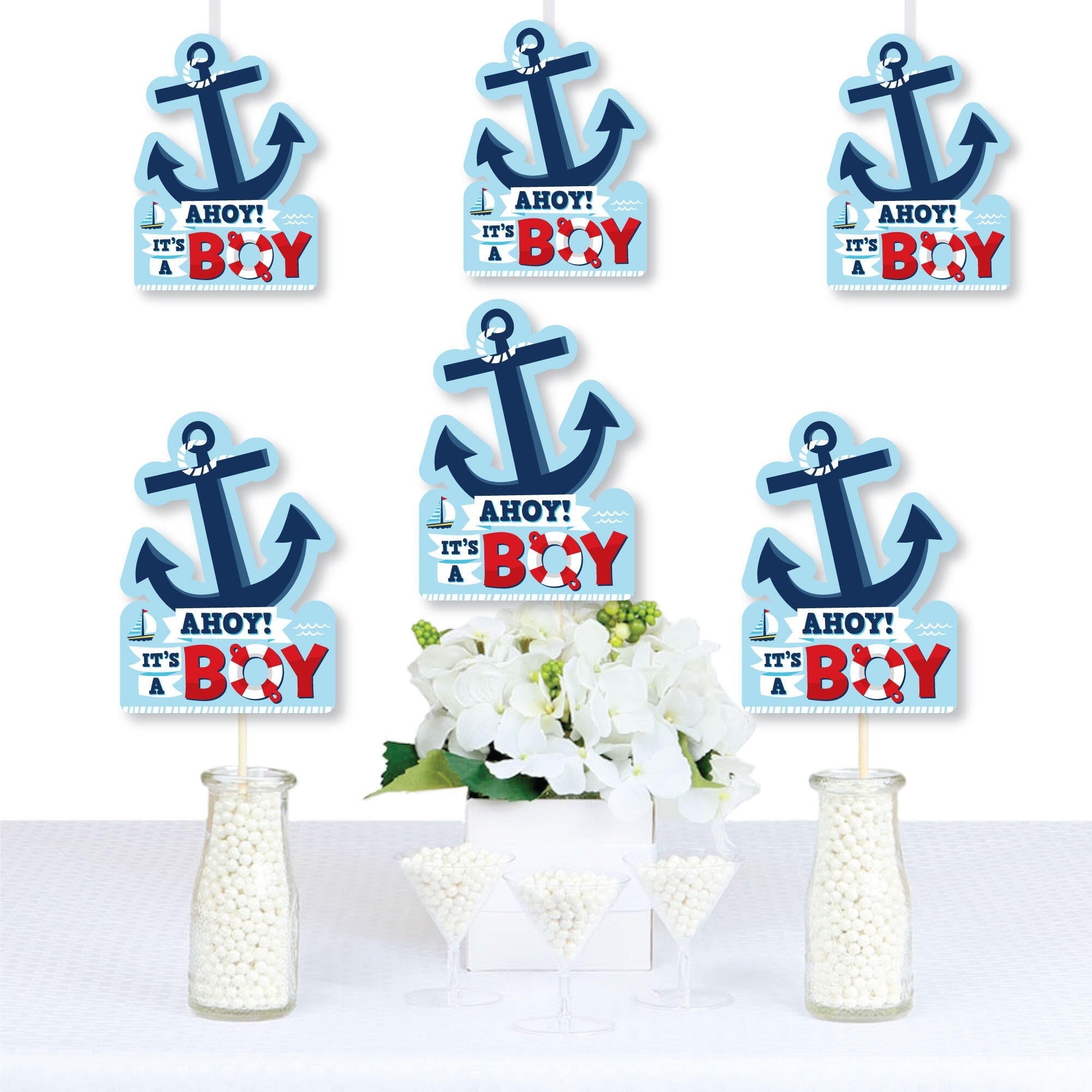 Big Dot of Happiness Ahoy It's a Boy - Anchor Decorations DIY Nautical ...