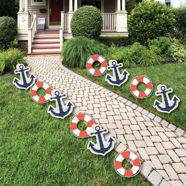 Big Dot of Happiness Ahoy - Nautical Anchor Lawn Decorations - Outdoor ...