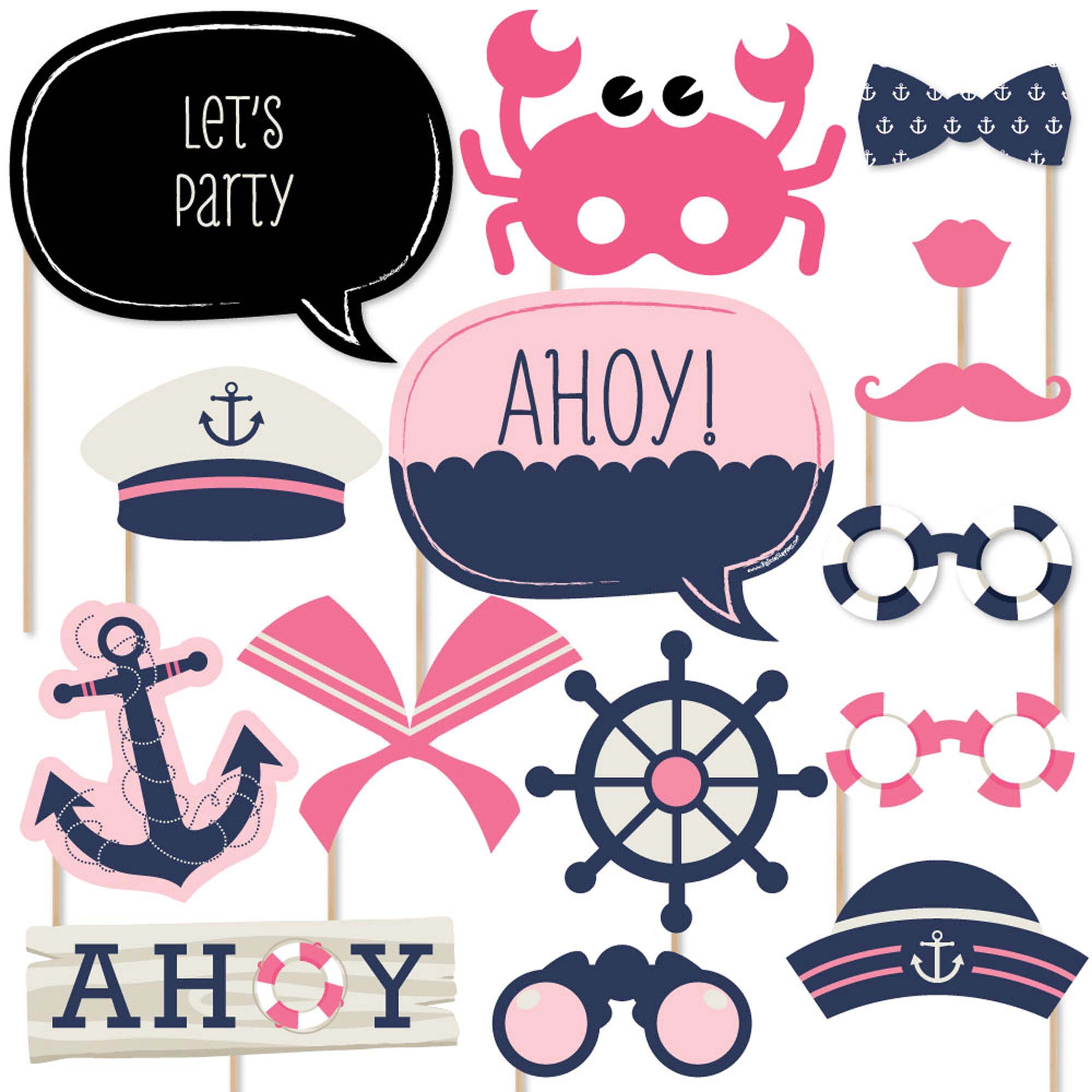 Big Dot of Happiness Ahoy - Nautical Girl - Photo Booth Props Kit - 20 ...