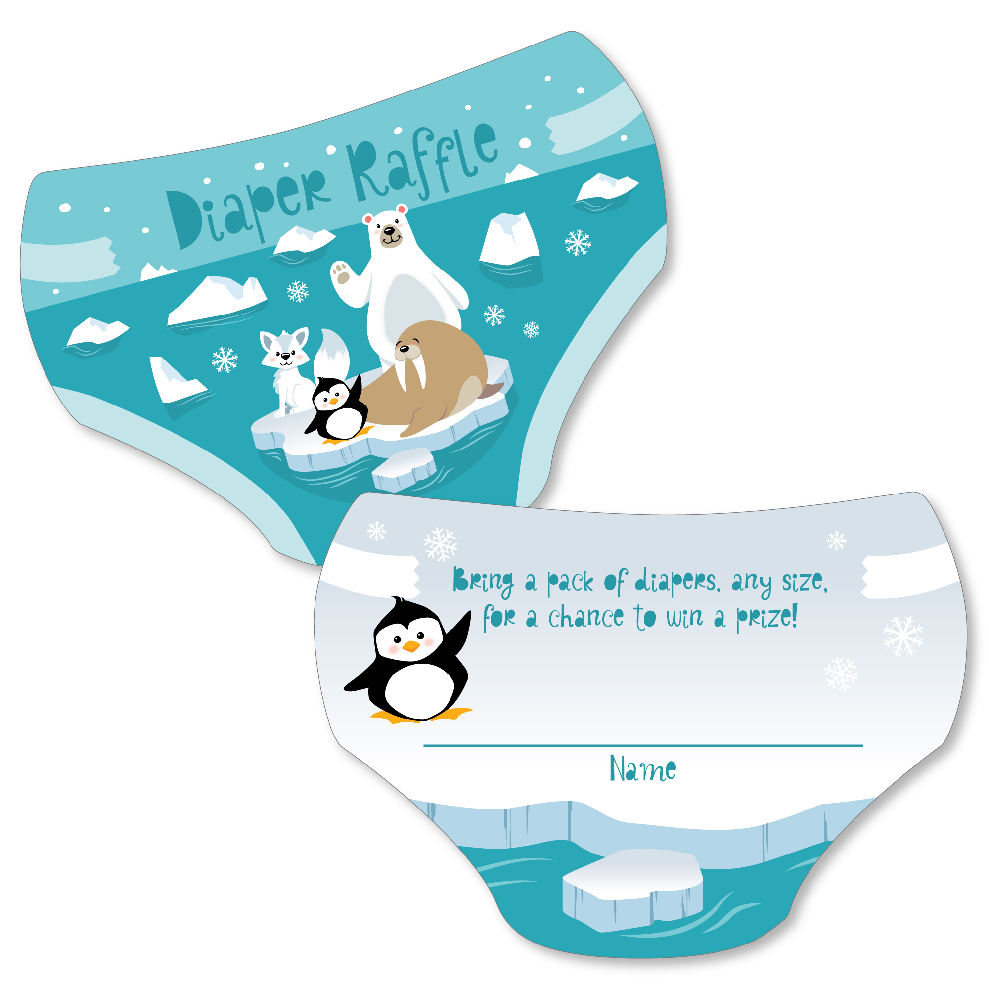 Big Dot of Happiness Arctic Polar Animals - Diaper Shaped Raffle Ticket ...