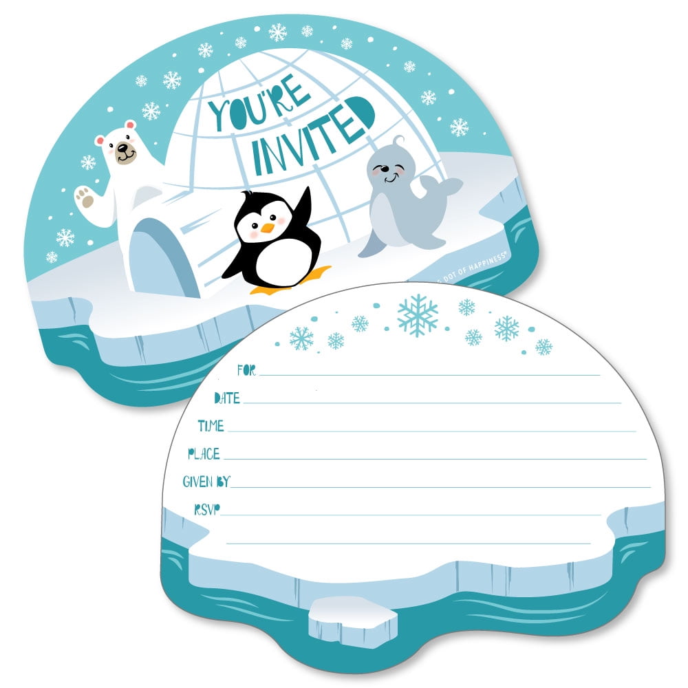 Big Dot of Happiness Arctic Polar Animals - Shaped Fill-in Invites ...