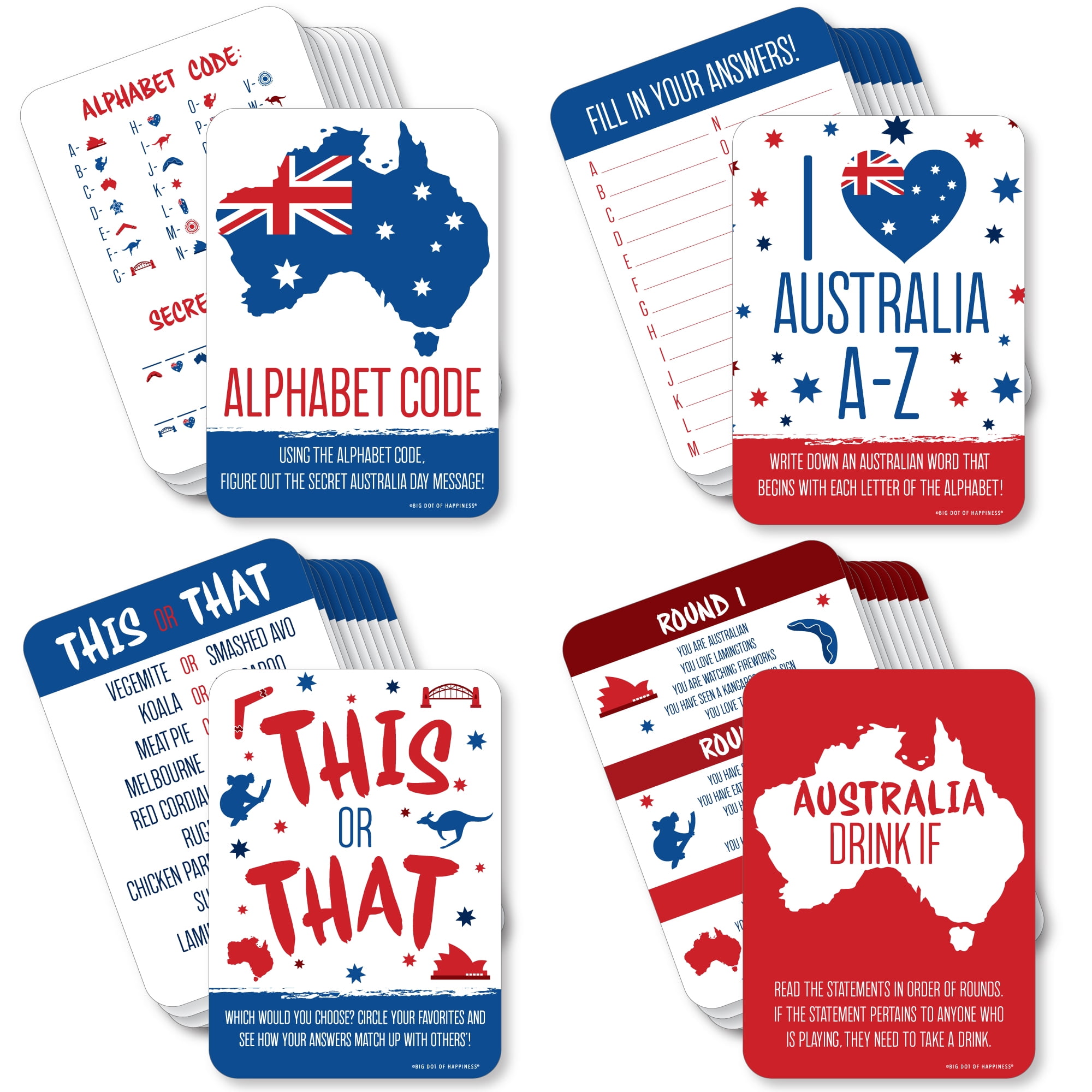 Big Dot of Happiness Australia Day - 4 G’Day Mate Aussie Party Games ...