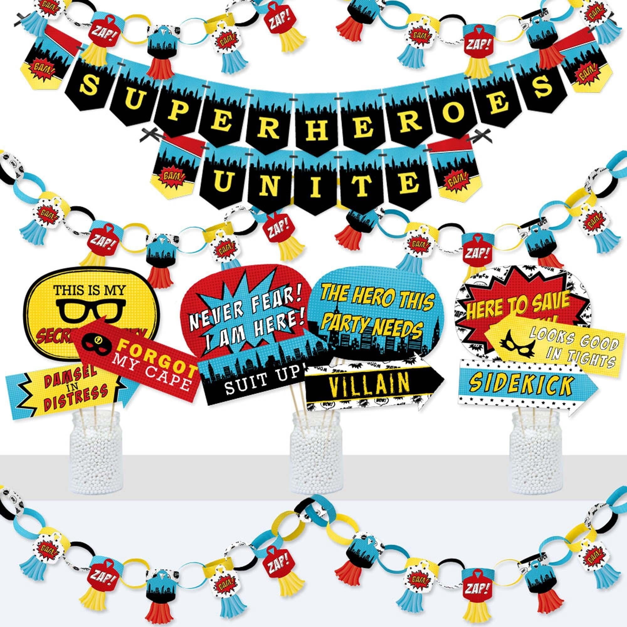 Big Dot of Happiness Bam Superhero - Banner and Photo Booth Decorations ...