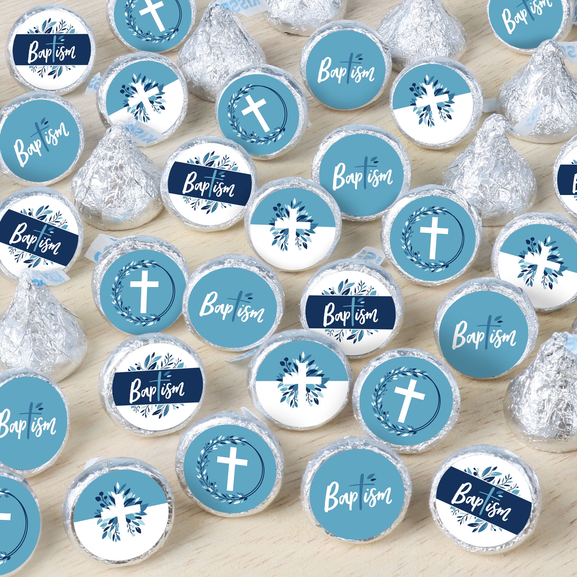Big Dot of Happiness Baptism Blue Elegant Cross - Boy Religious Party ...