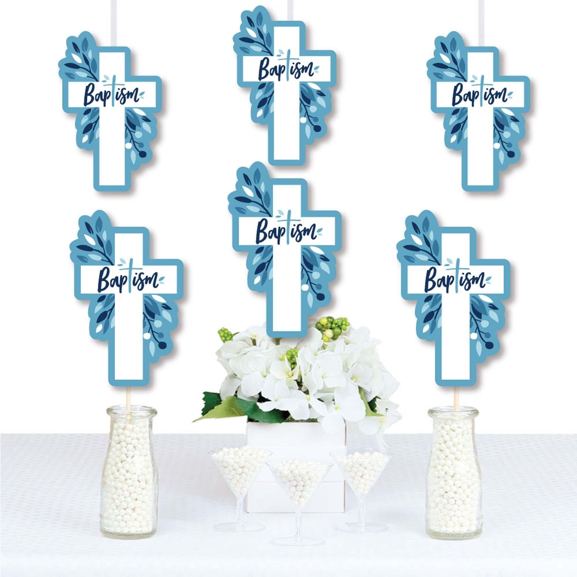 Big Dot of Happiness Baptism Blue Elegant Cross - Decorations DIY Boy ...