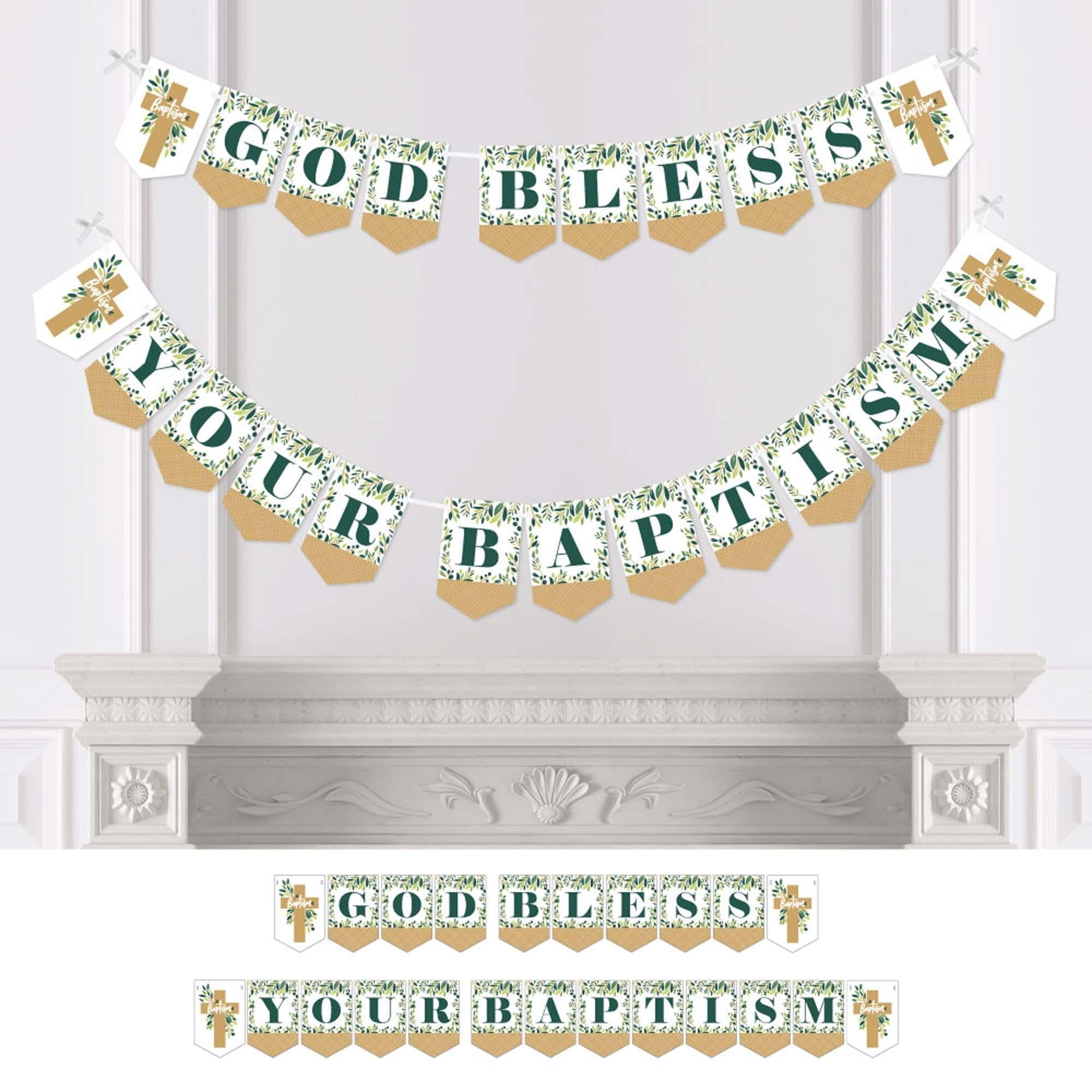 Big Dot of Happiness Baptism Elegant Cross - Religious Party Bunting ...