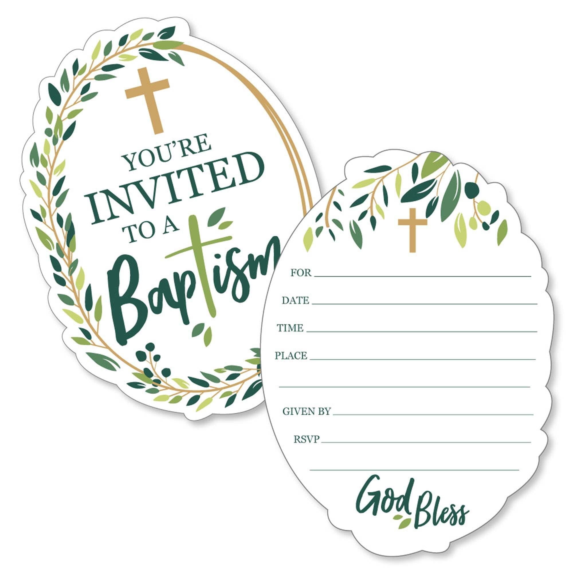 Big Dot of Happiness Baptism Elegant Cross - Shaped Fill-in Invitations ...